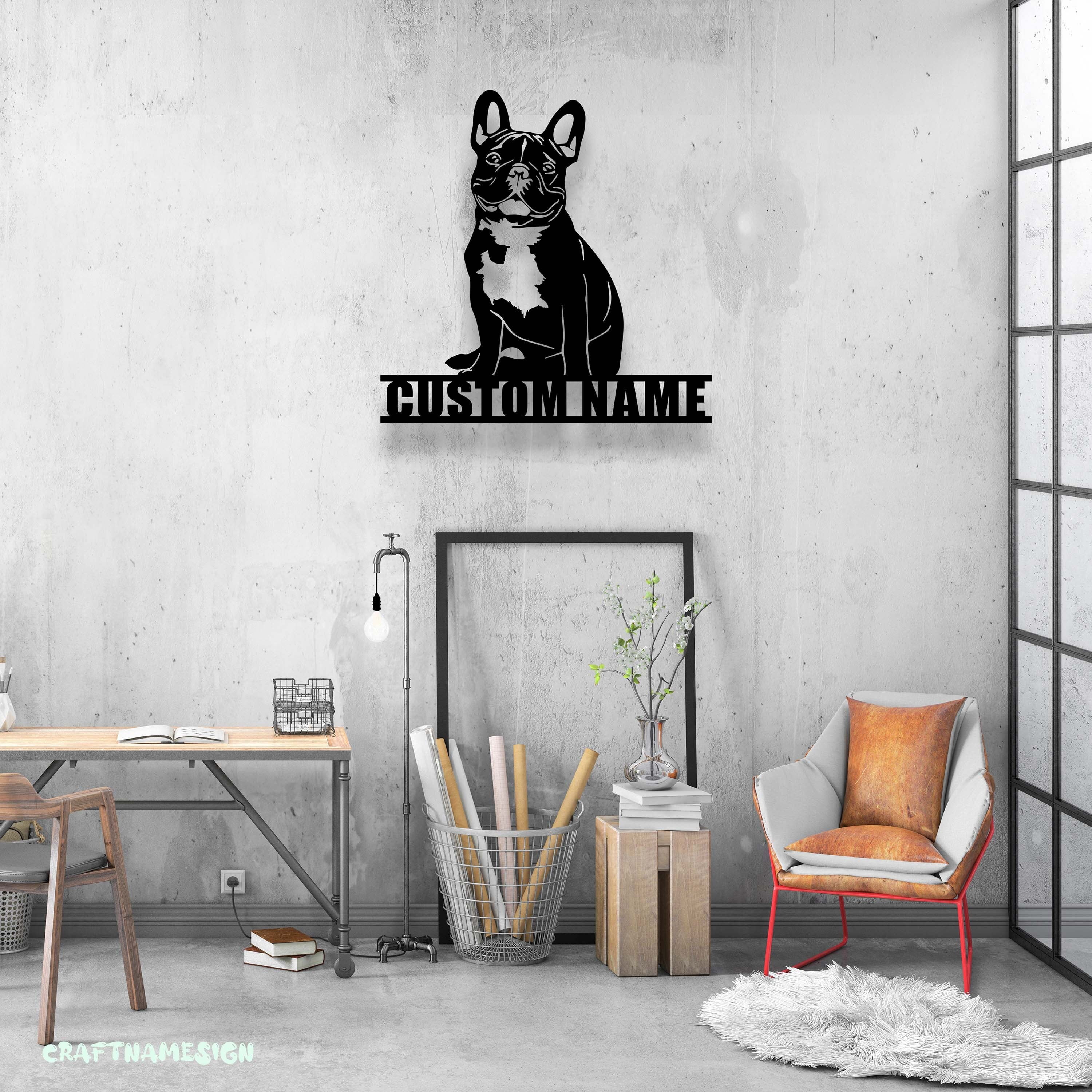 Craftnamesign Custom French Bulldog Metal Wall Art LED Light, Custom ...