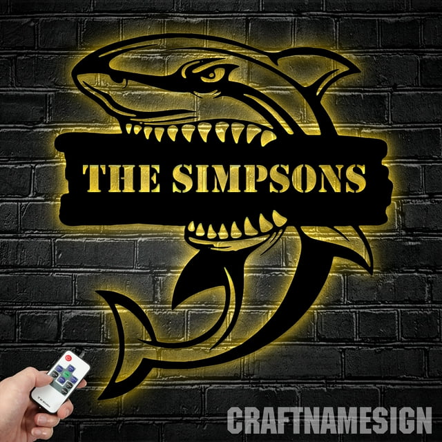 Craftnamesign Custom Shark Name Metal Wall Art, Personalized Sea Animal ...