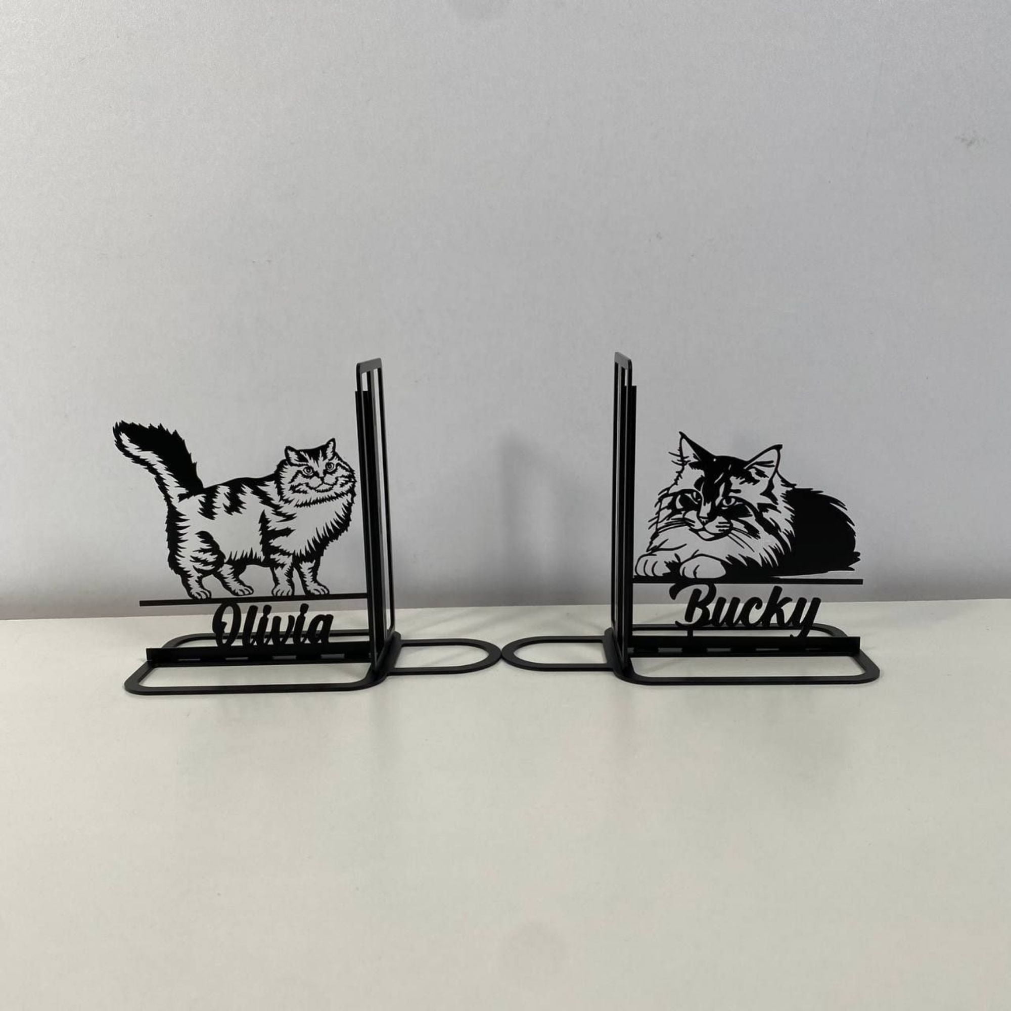 Craftnamesign Custom Siberian Cat Metal Bookend, Cat Book Shelf Holder ...