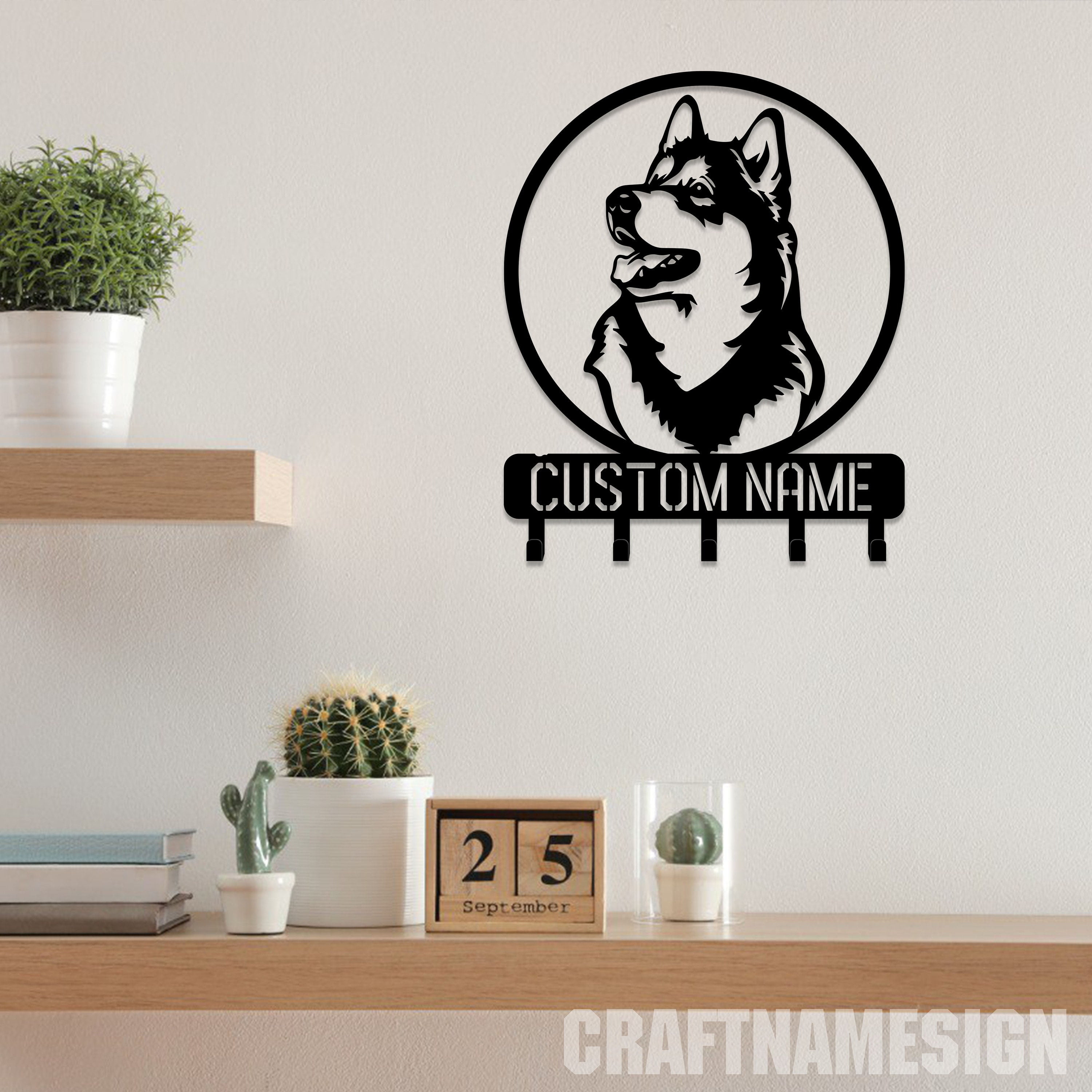 Craftnamesign Custom Siberian Husky Dog Metal Key Holder, Decorative ...