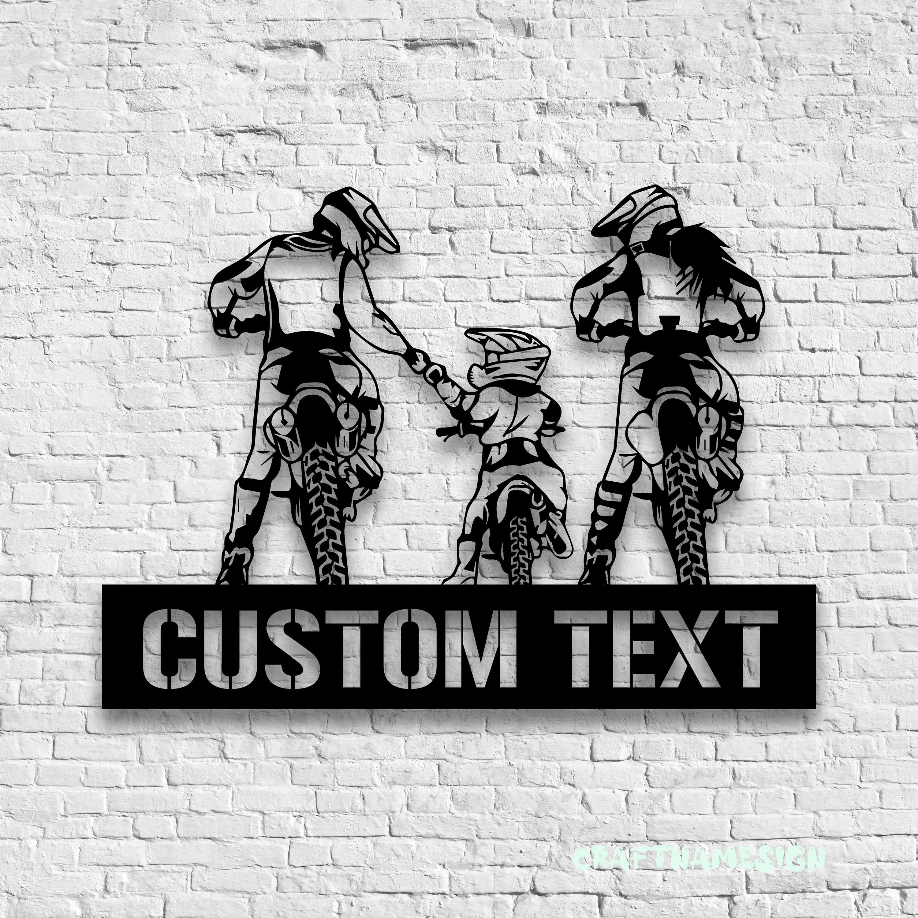 Craftnamesign Custom Family Motocross Metal Wall Art LED Light, Biker ...
