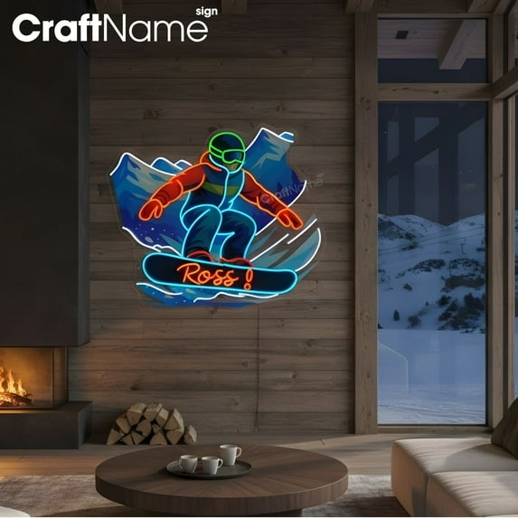 Craftnamesign Custom Skiing Neon Sign, Winter Sports LED Wall Light ...