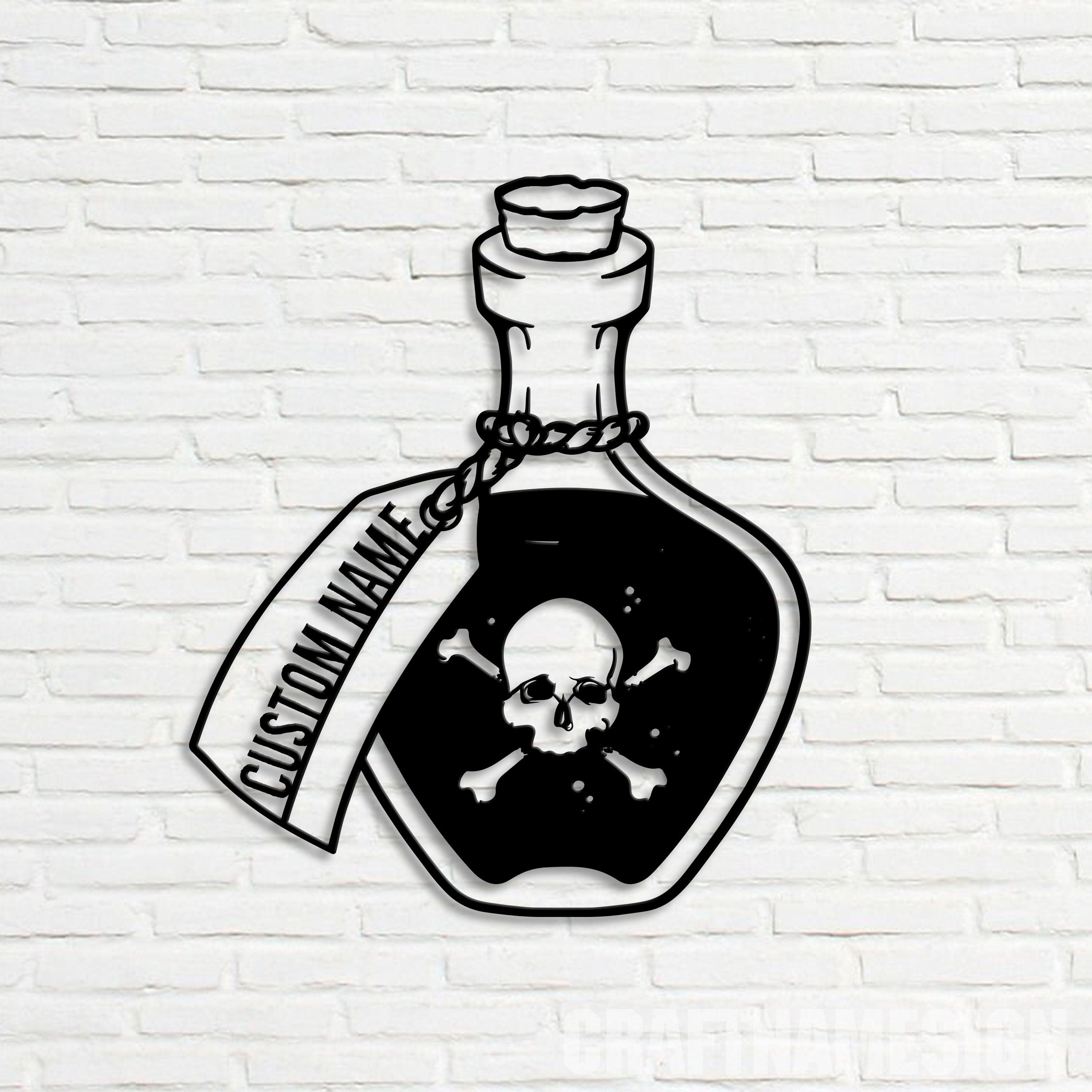 Craftnamesign Custom Skull Potion Bottle Metal Wall Art LED Light ...