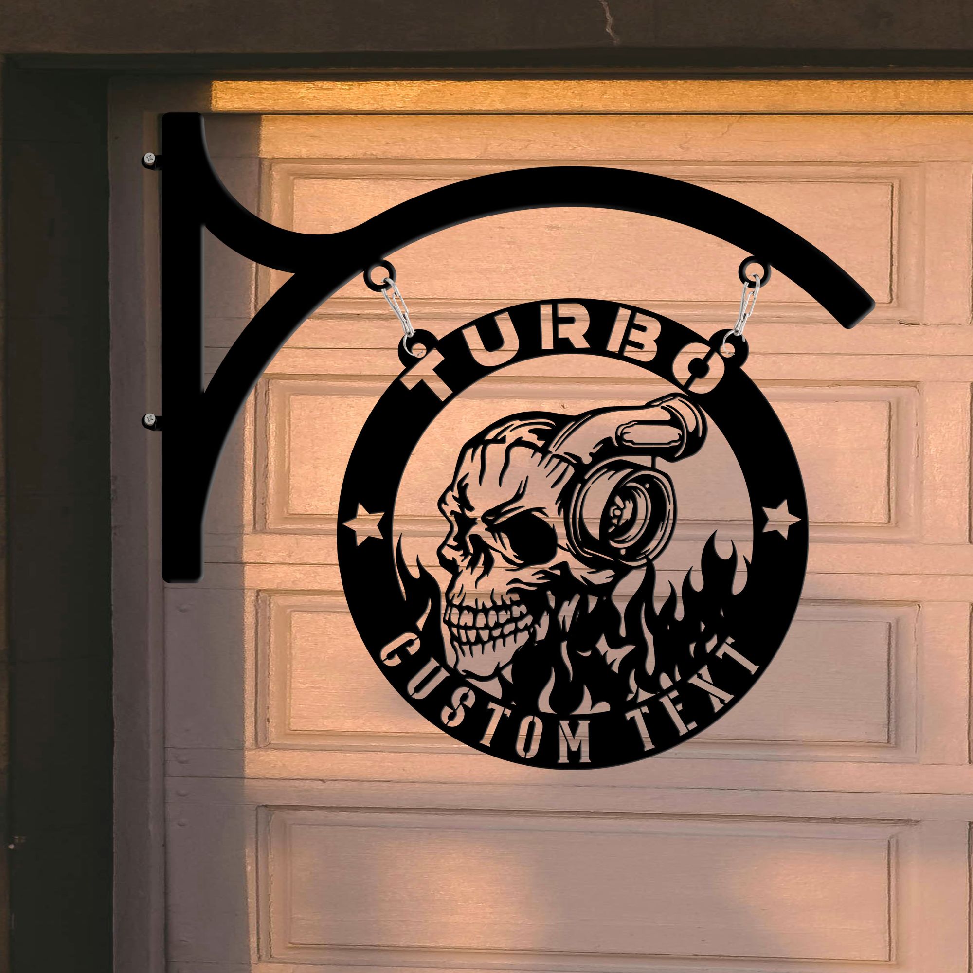Craftnamesign Custom Skull Turbo Metal Hanging Sign Wall Decor, Metal ...