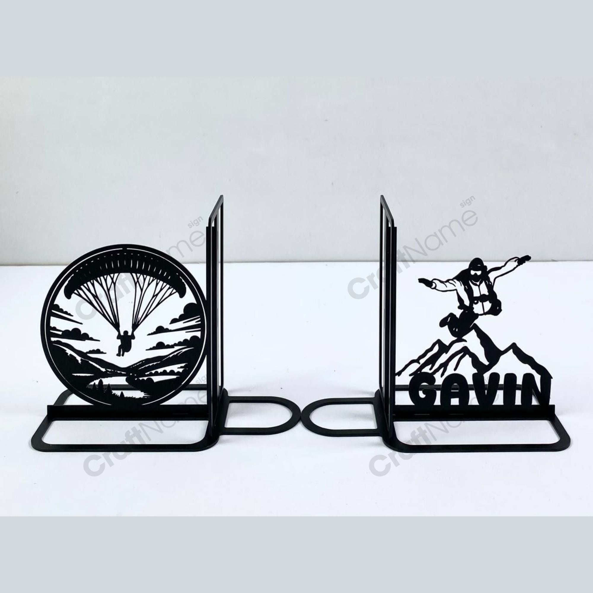 Craftnamesign Custom Skydiving Bookends for Shelves, Skydiver Metal ...
