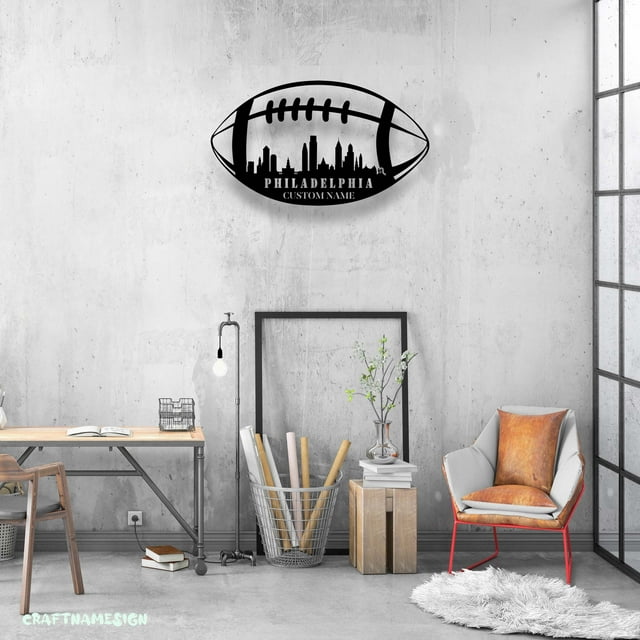 Craftnamesign Custom Skyline Football Metal Wall Art LED Light ...