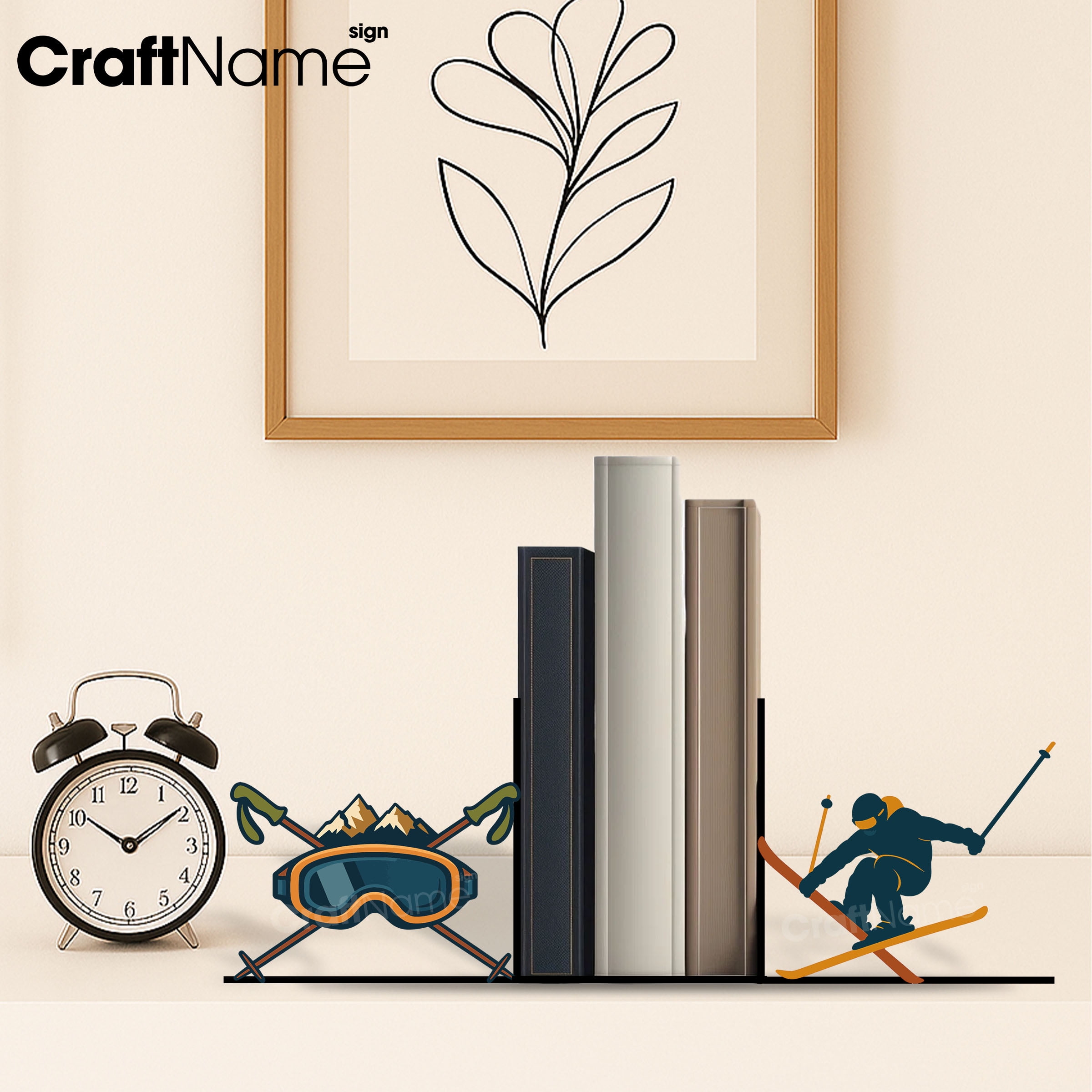 Craftnamesign Custom Snow Skiing Metal Bookend, Book Nook for Reading ...