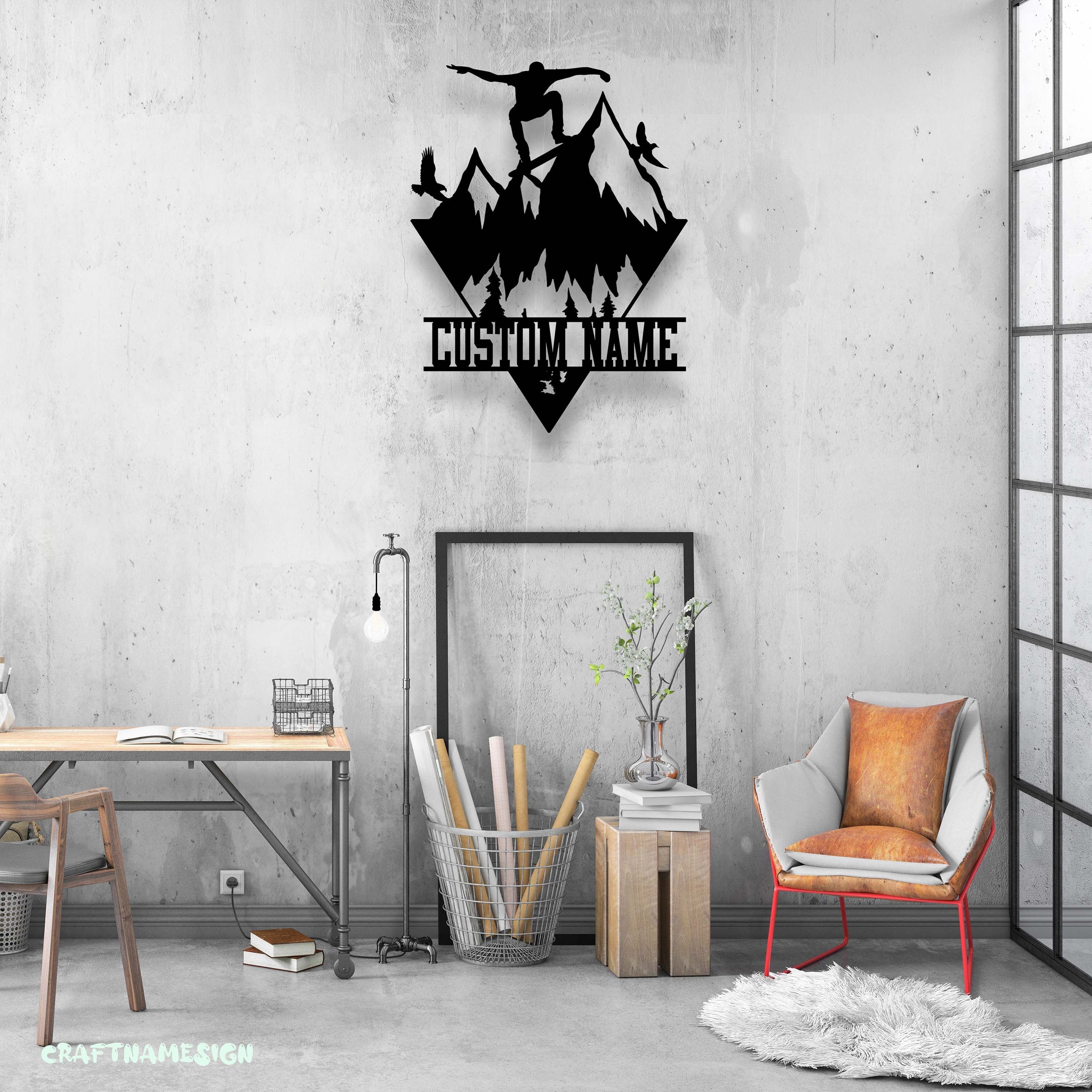 Craftnamesign Custom Snowboarding Metal Wall Art LED Light, Custom ...