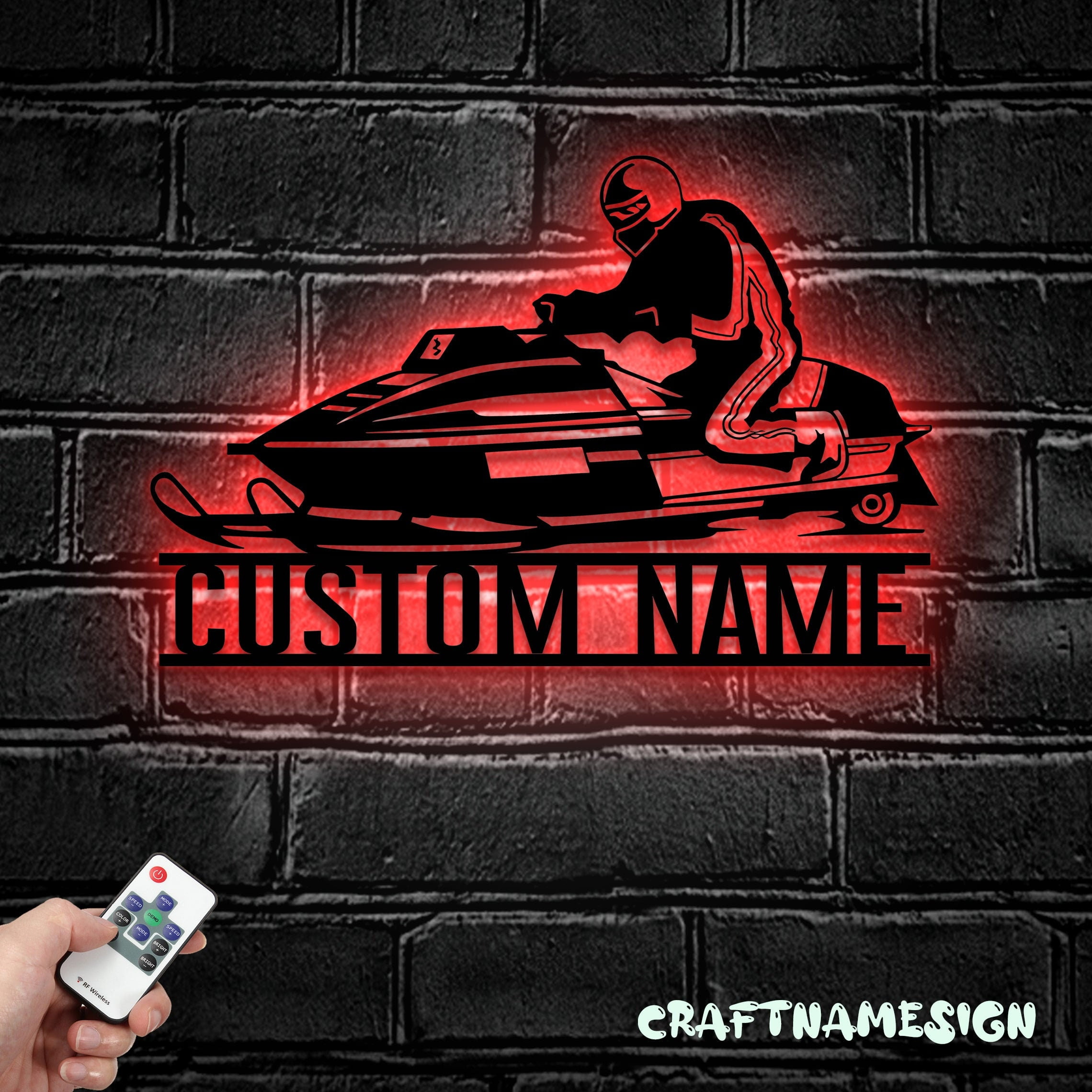 Craftnamesign Custom Snowmobile Metal Wall Art LED Light, Personalized ...