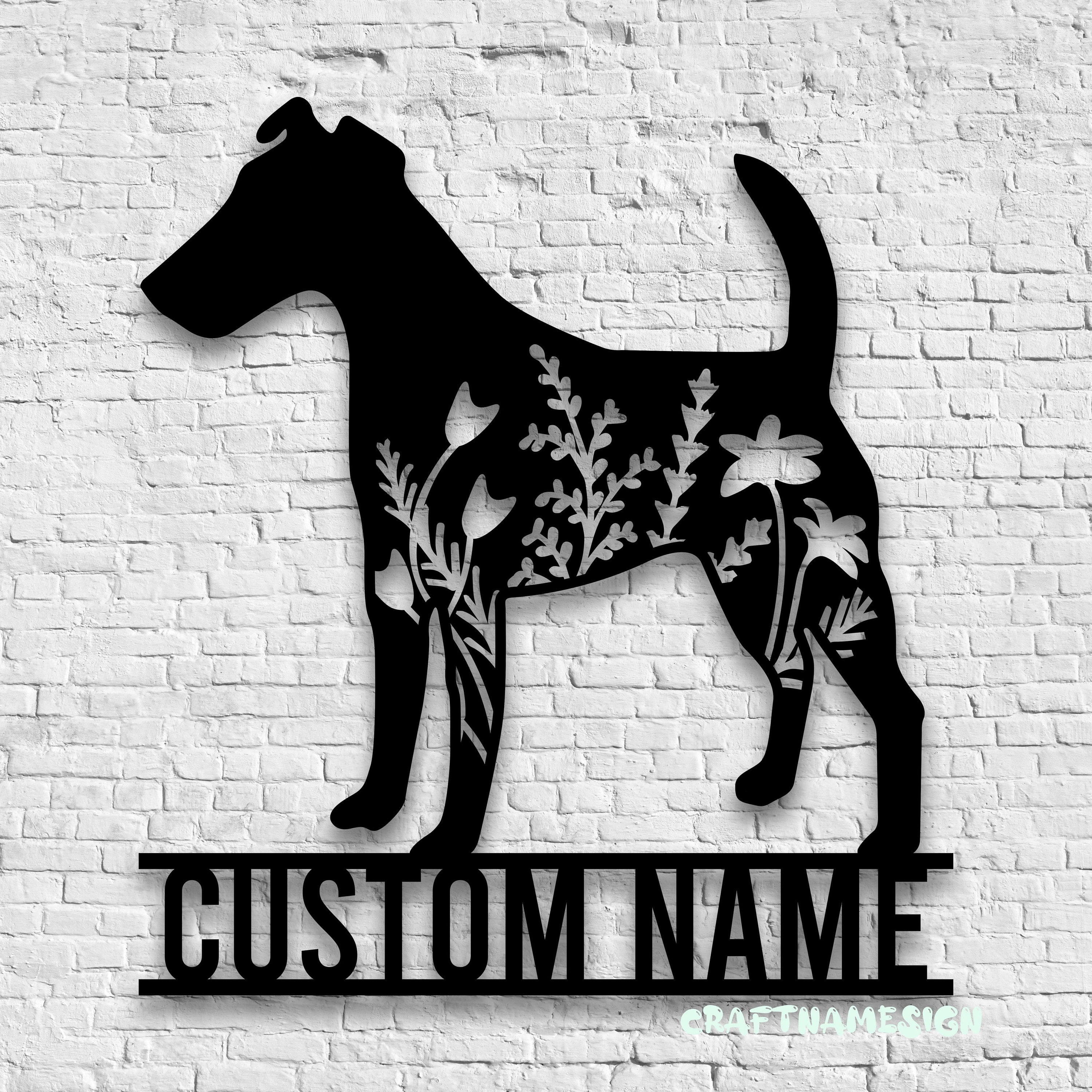 Craftnamesign Custom FLoral Terrier Dog Metal Wall Art LED Light ...