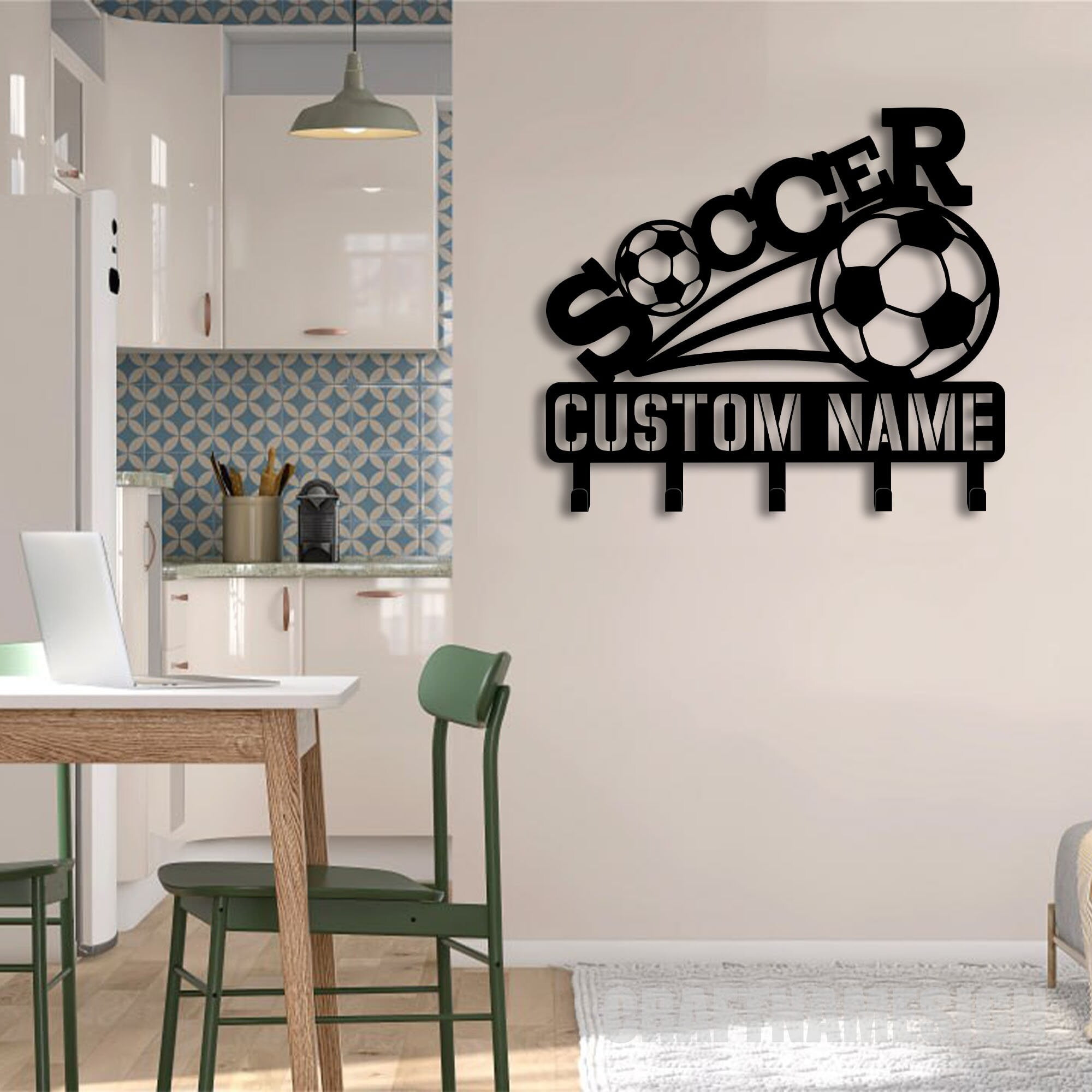 Craftnamesign Custom Soccer Metal Key Holder, Soccer Player Gift, Coat ...