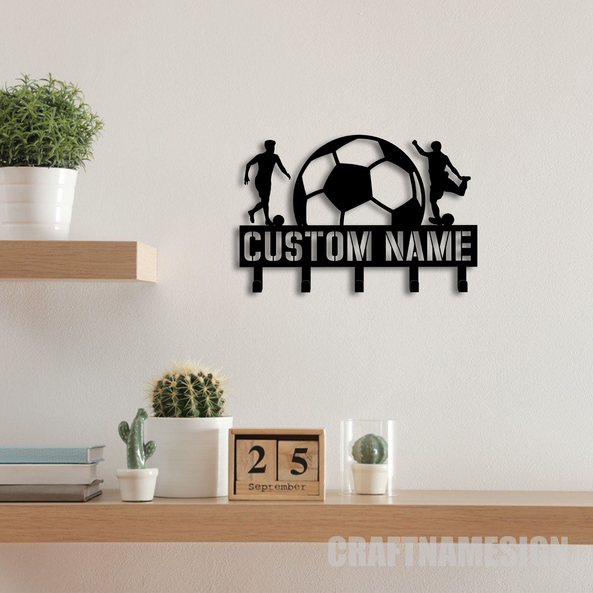 Craftnamesign Custom Soccer Metal Key Holder, Soccer Wall Decor, Metal ...