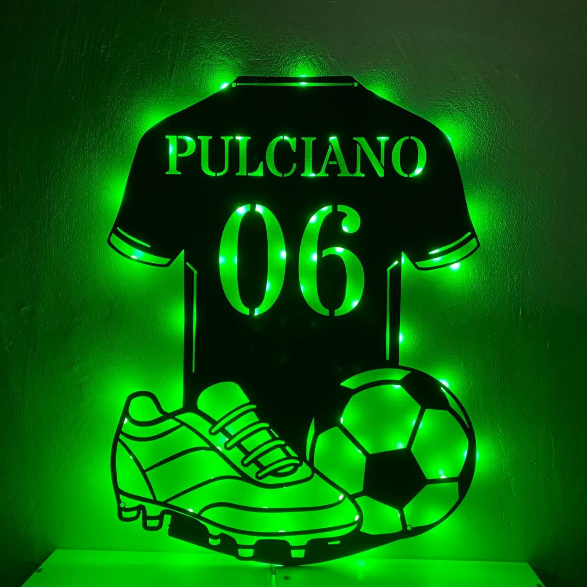 Craftnamesign Custom Soccer Metal Wall Art LED Light, Football Player ...