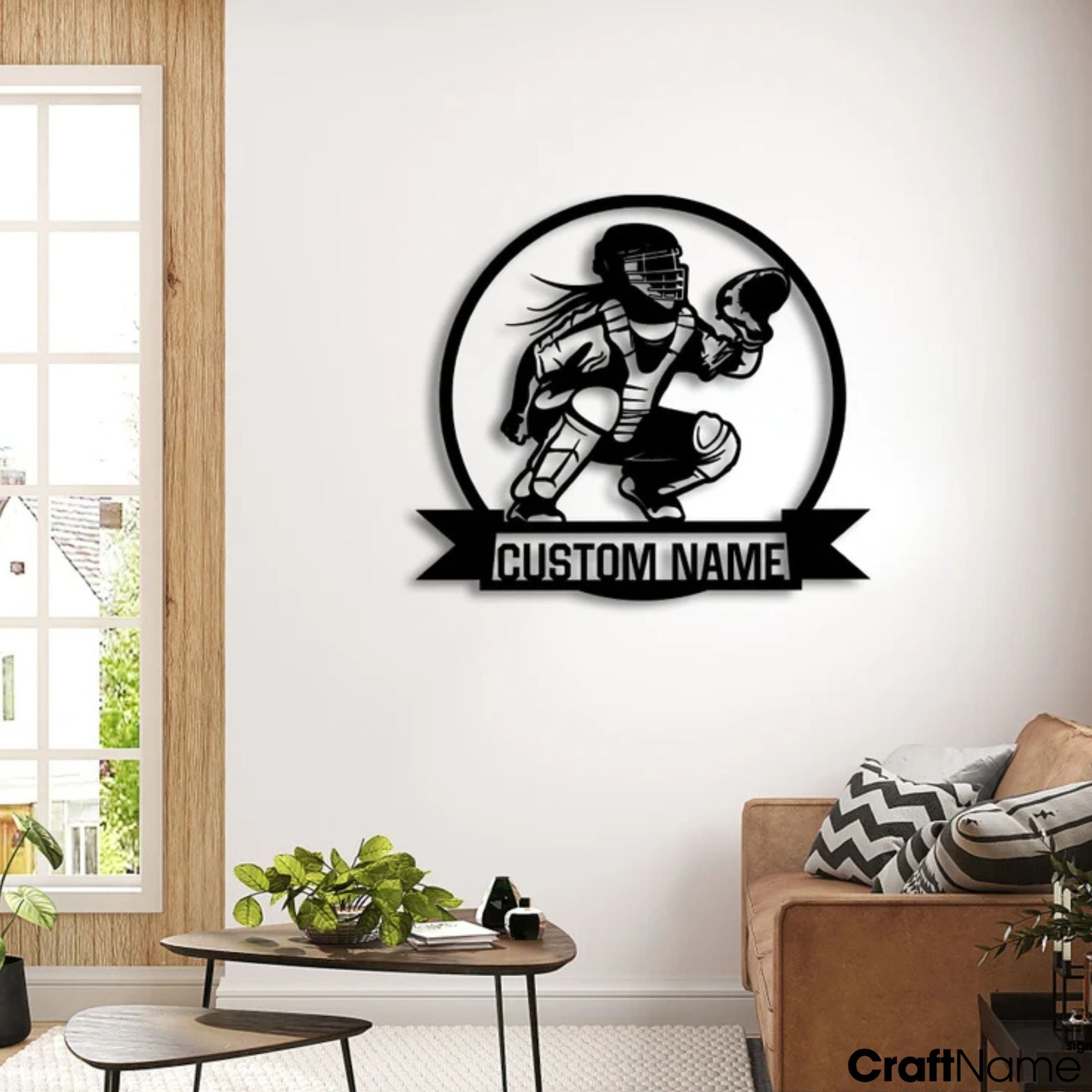Craftnamesign Custom Softball Catcher Metal Sign LED Light, Softball ...