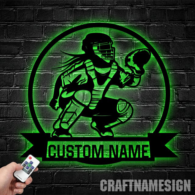 Craftnamesign Custom Softball Catcher Metal Wall Art, Custom Name Sign ...