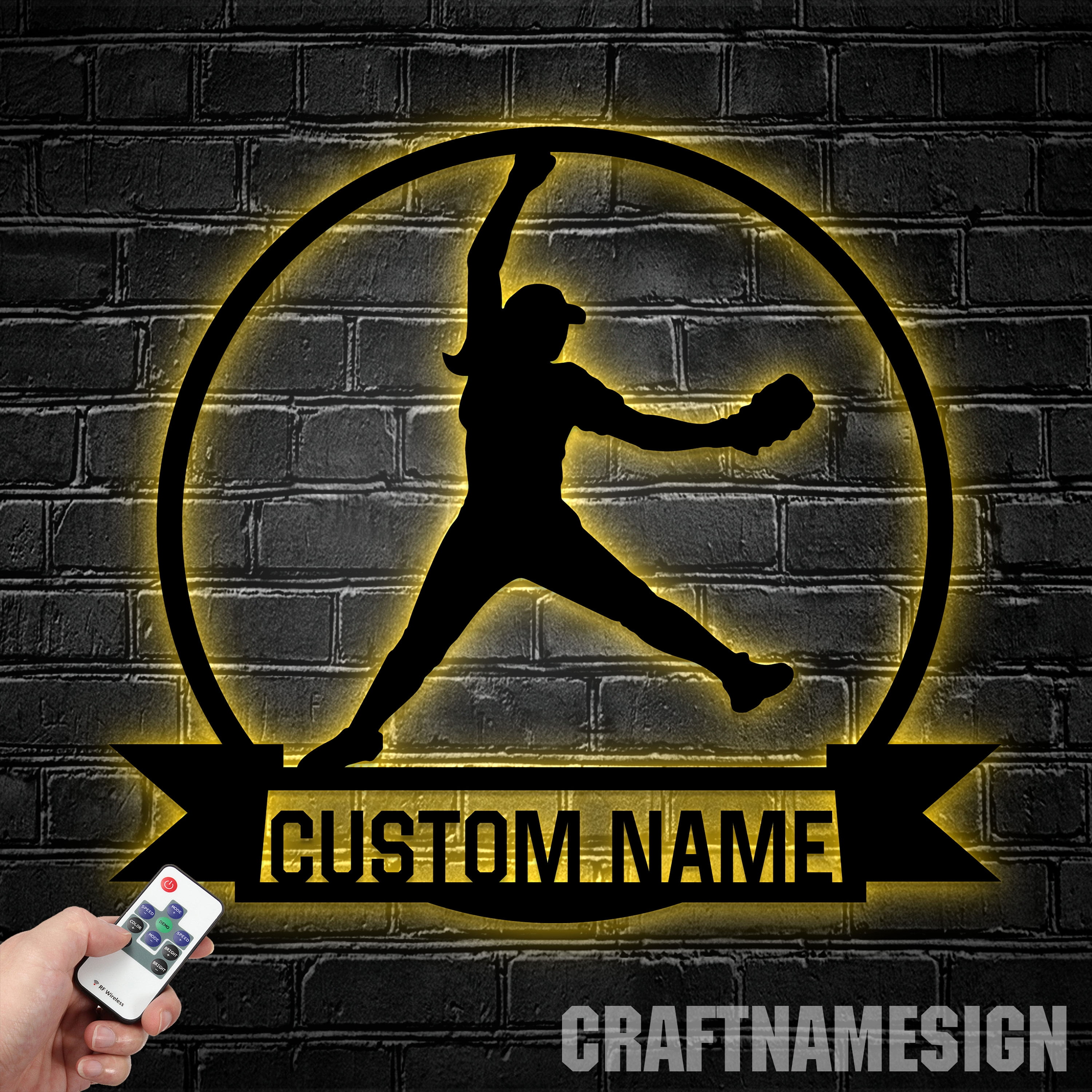 Craftnamesign Custom Softball Pitcher Metal Wall Art, Personalized Name ...