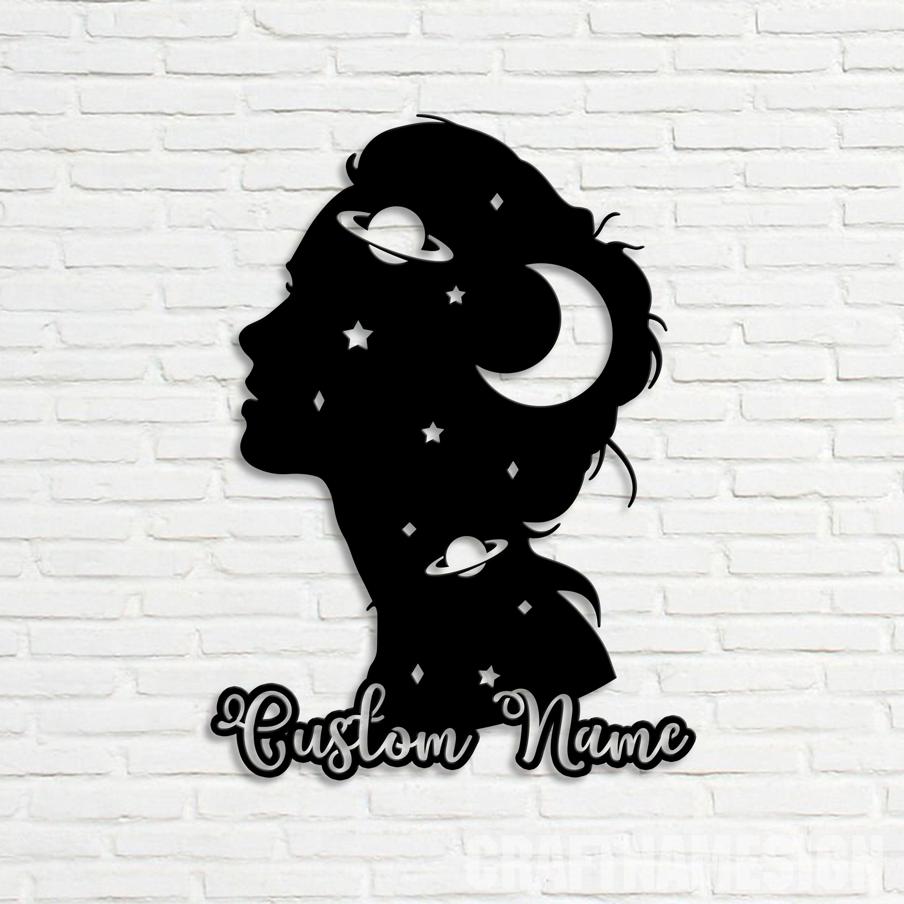 Craftnamesign Custom Space Woman Metal Wall Art LED Light, Space Sign ...