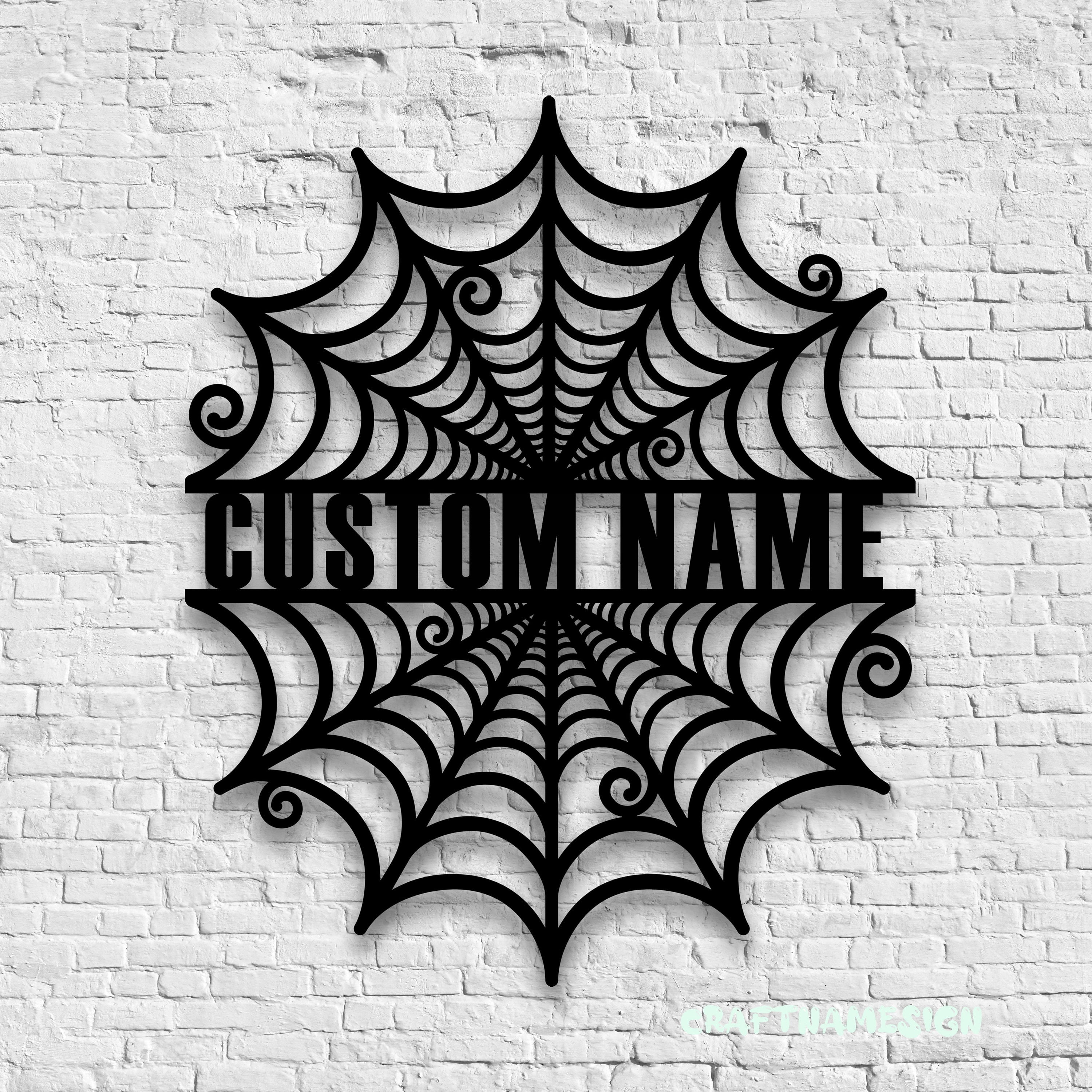 Craftnamesign Custom Spider Web Metal Sign LED Light, Spider Web Name ...
