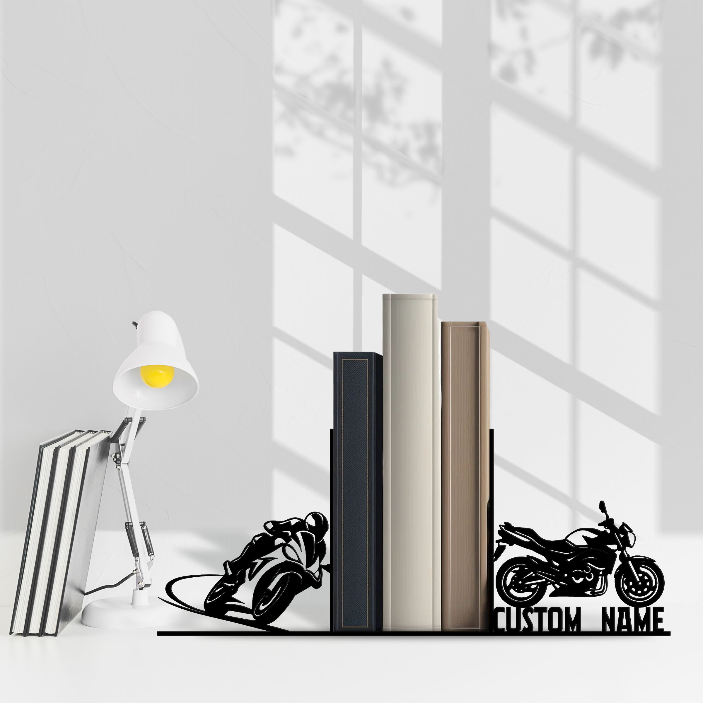 Craftnamesign Custom Sport Bike Metal Bookends for Shelves, Motocross ...