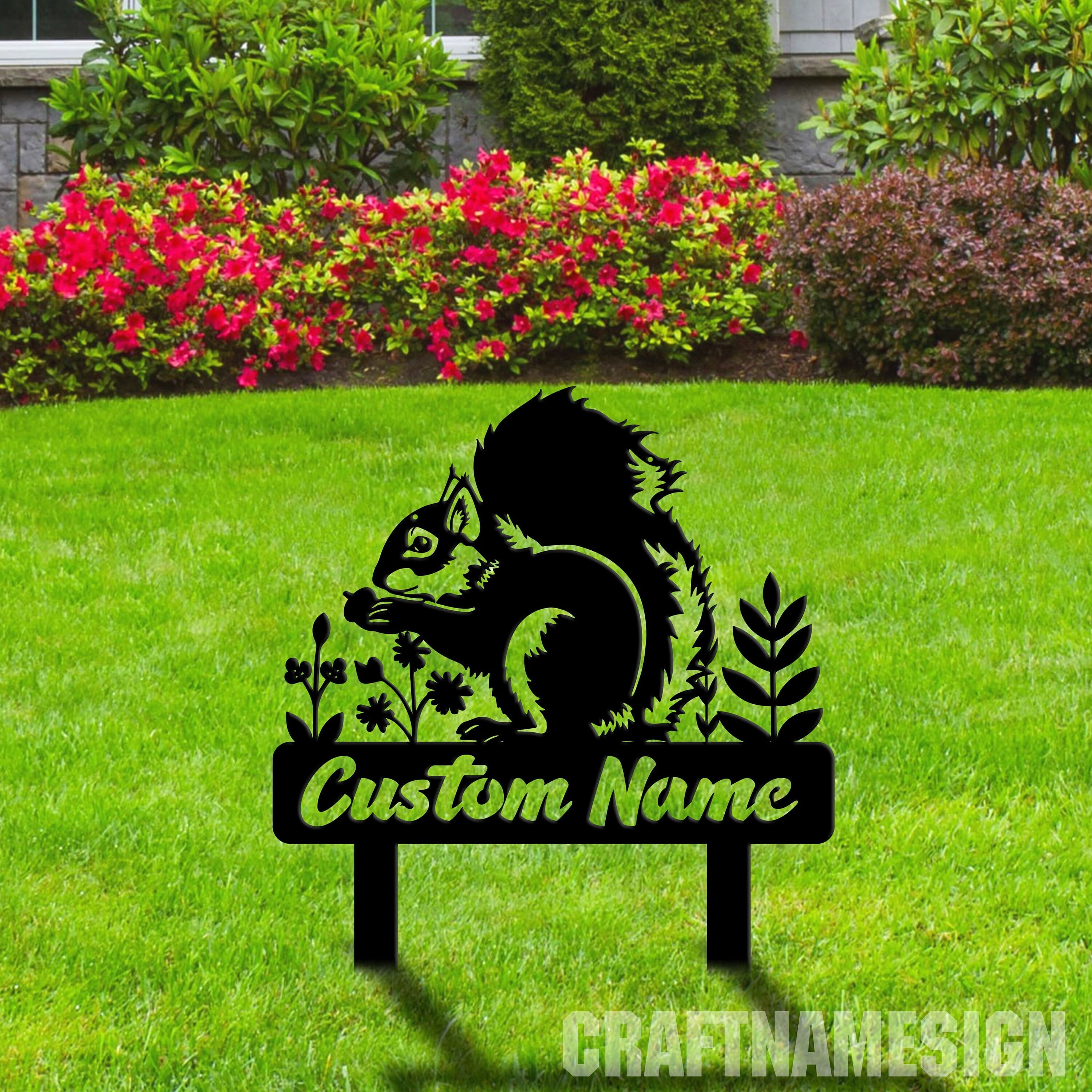 Craftnamesign Custom Squirrel Memorial Yard Stake, Grave Marker Stake ...