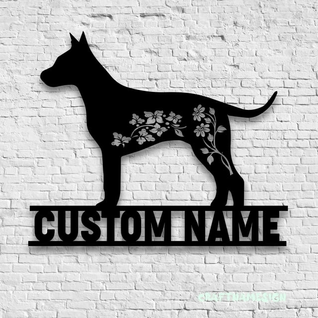 Craftnamesign Custom FLoral Hairless Terrier Metal Wall Art LED Light ...