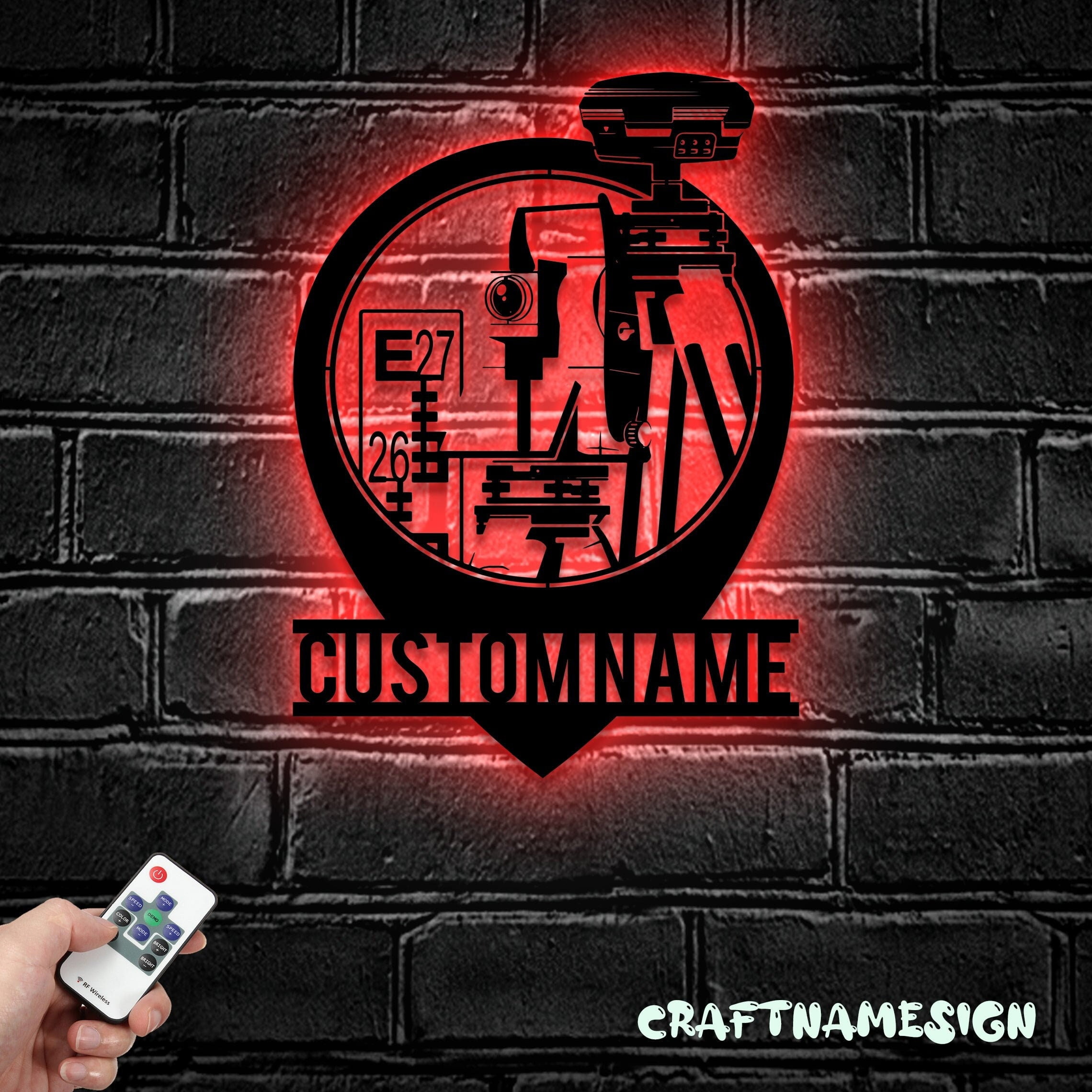 Craftnamesign Custom Surveyor Engineer Metal Wall Art Led Light, Custom ...