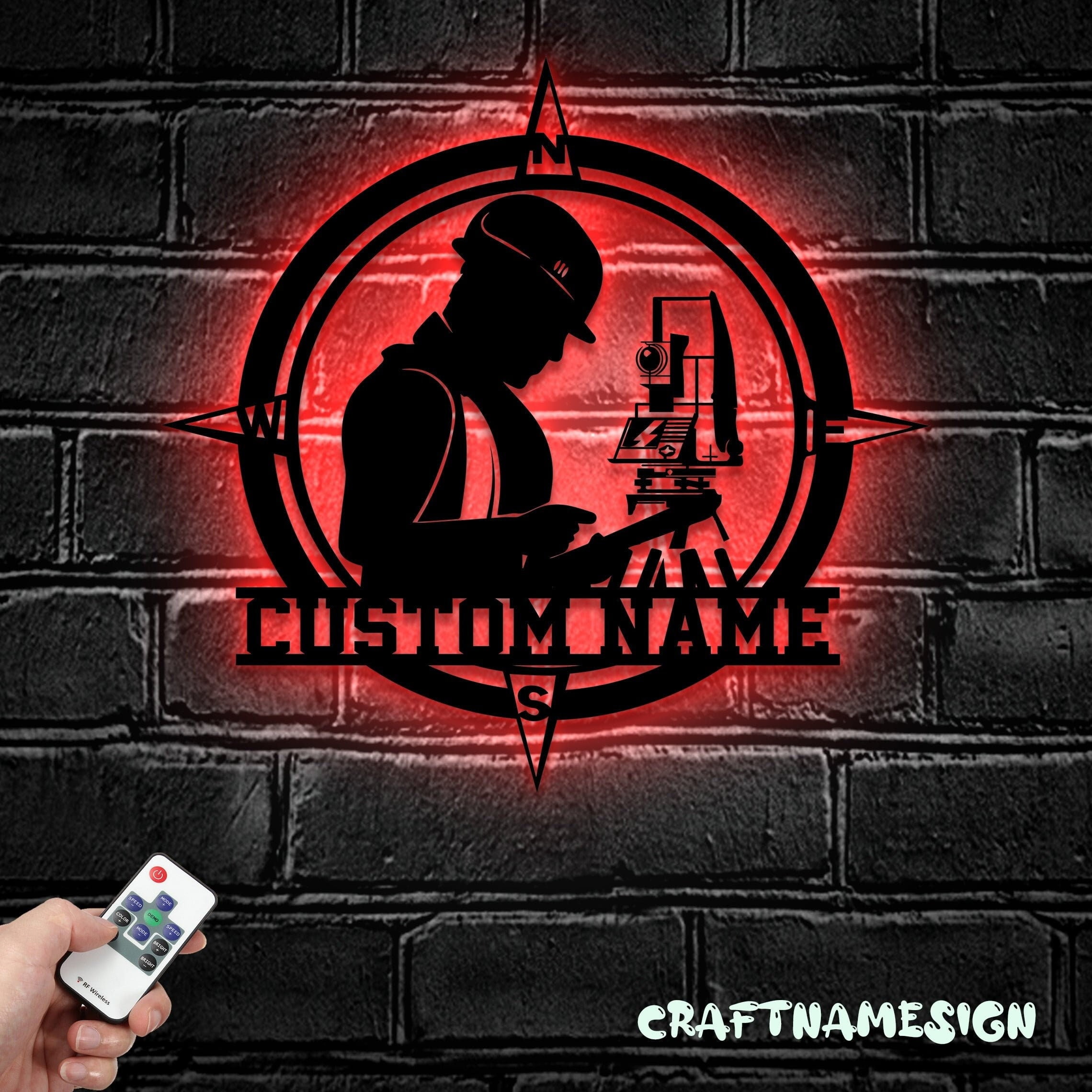 Craftnamesign Custom Surveyor Engineer Metal Wall Art Led Light, Custom ...