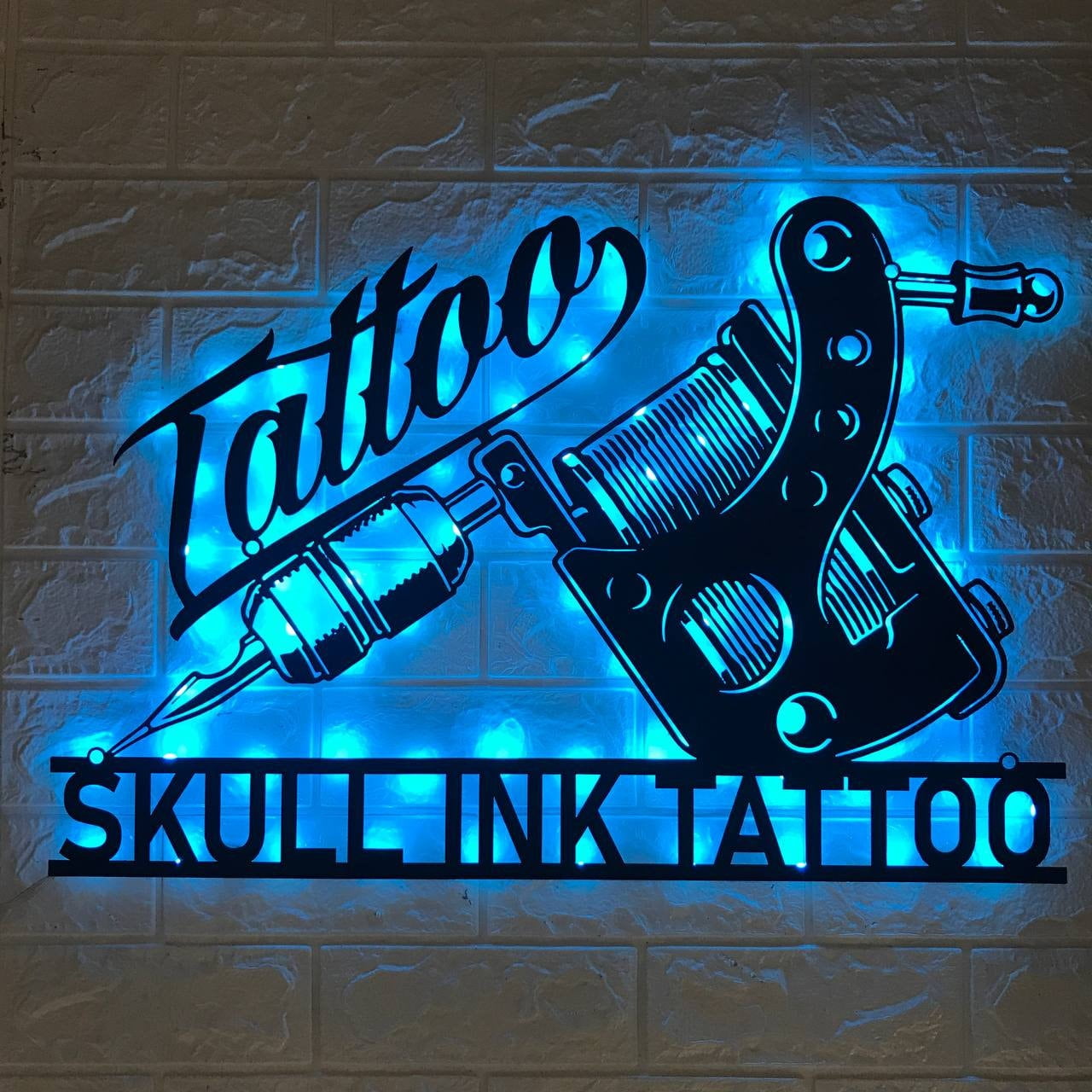 Craftnamesign Custom Tattoo Artist Metal Wall Art LED Light, Ink Studio ...