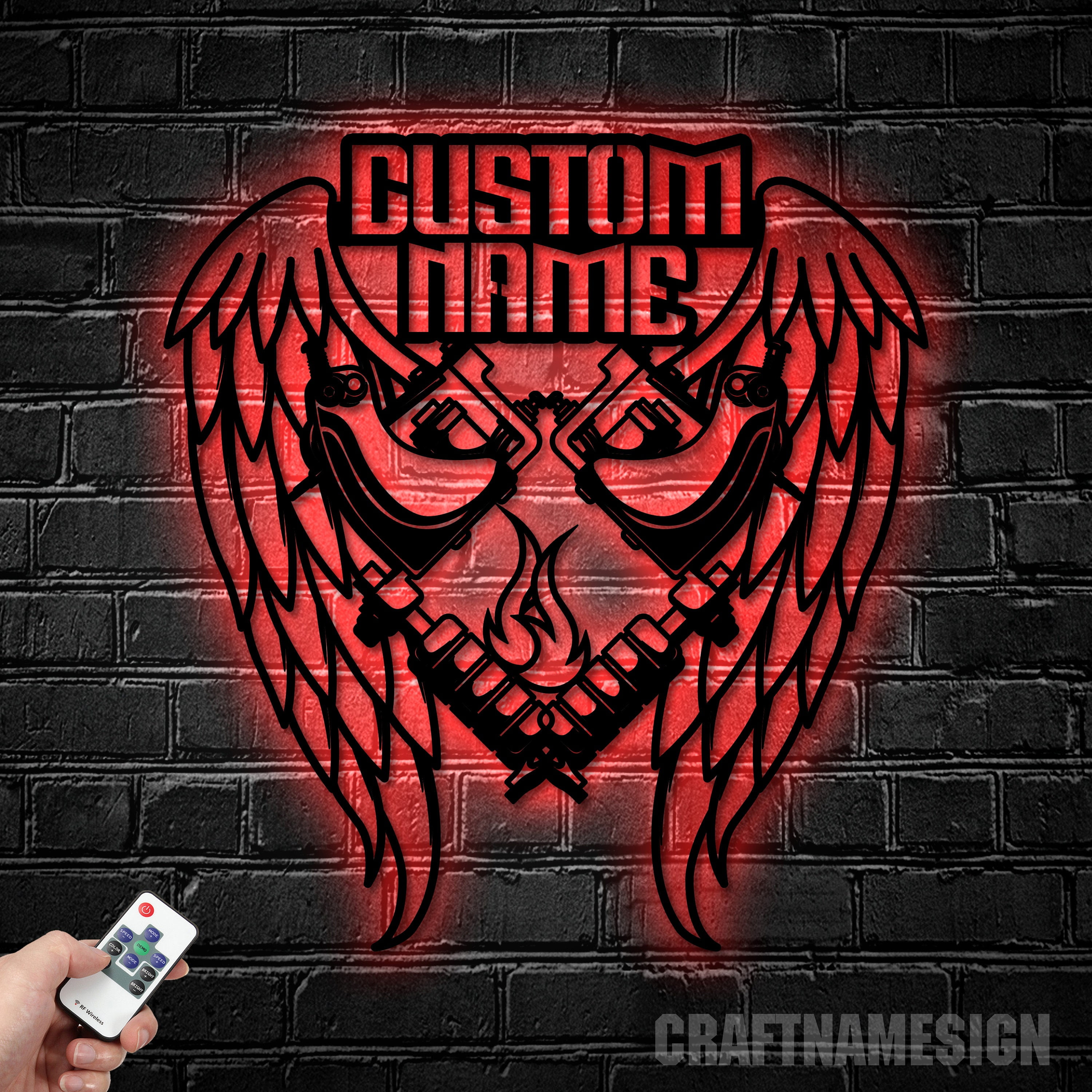 Craftnamesign Custom Tattoo Artist Metal Wall Art LED Light ...