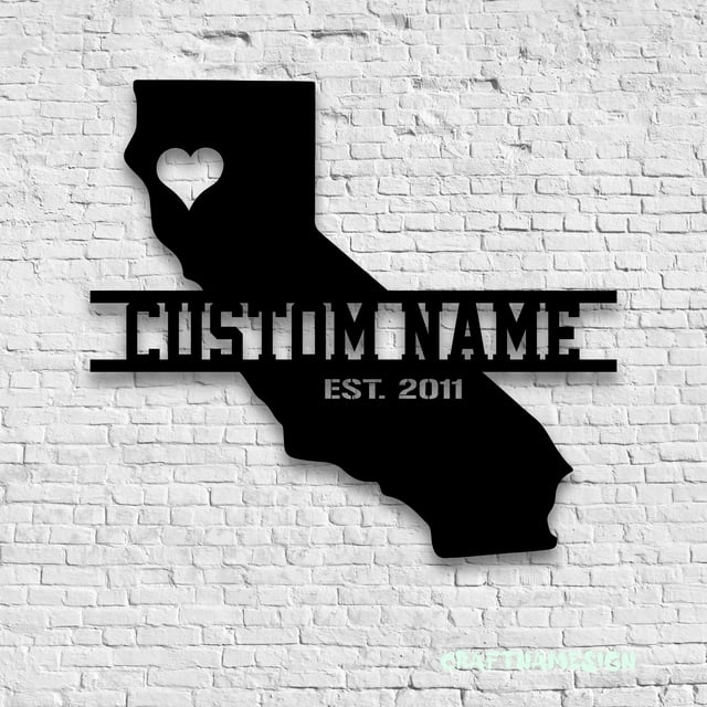 Craftnamesign Custom California Map Metal Wall Art LED Light, Custom ...