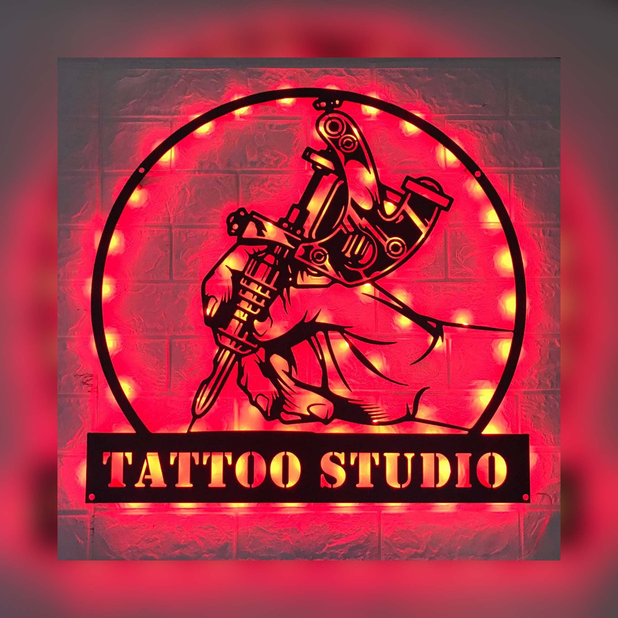 Craftnamesign Custom Tattoo Artist Metal Wall Art LED Light, Tattoo ...