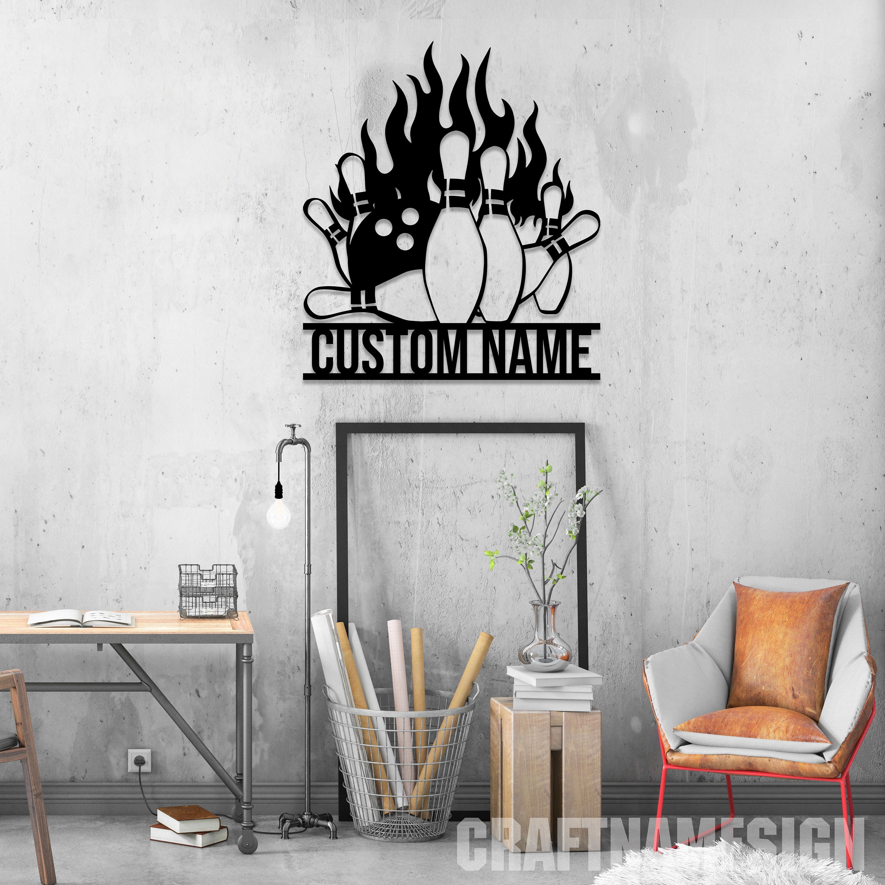 Craftnamesign Custom US Bowling Metal Wall Art with LED Light, Custom ...