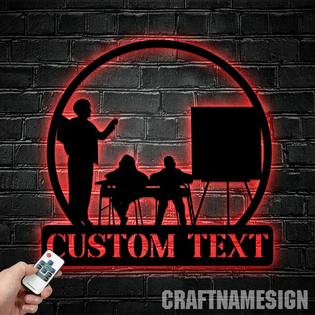 Craftnamesign Custom Teacher Metal Wall Art LED Light, Teacher Sign for ...