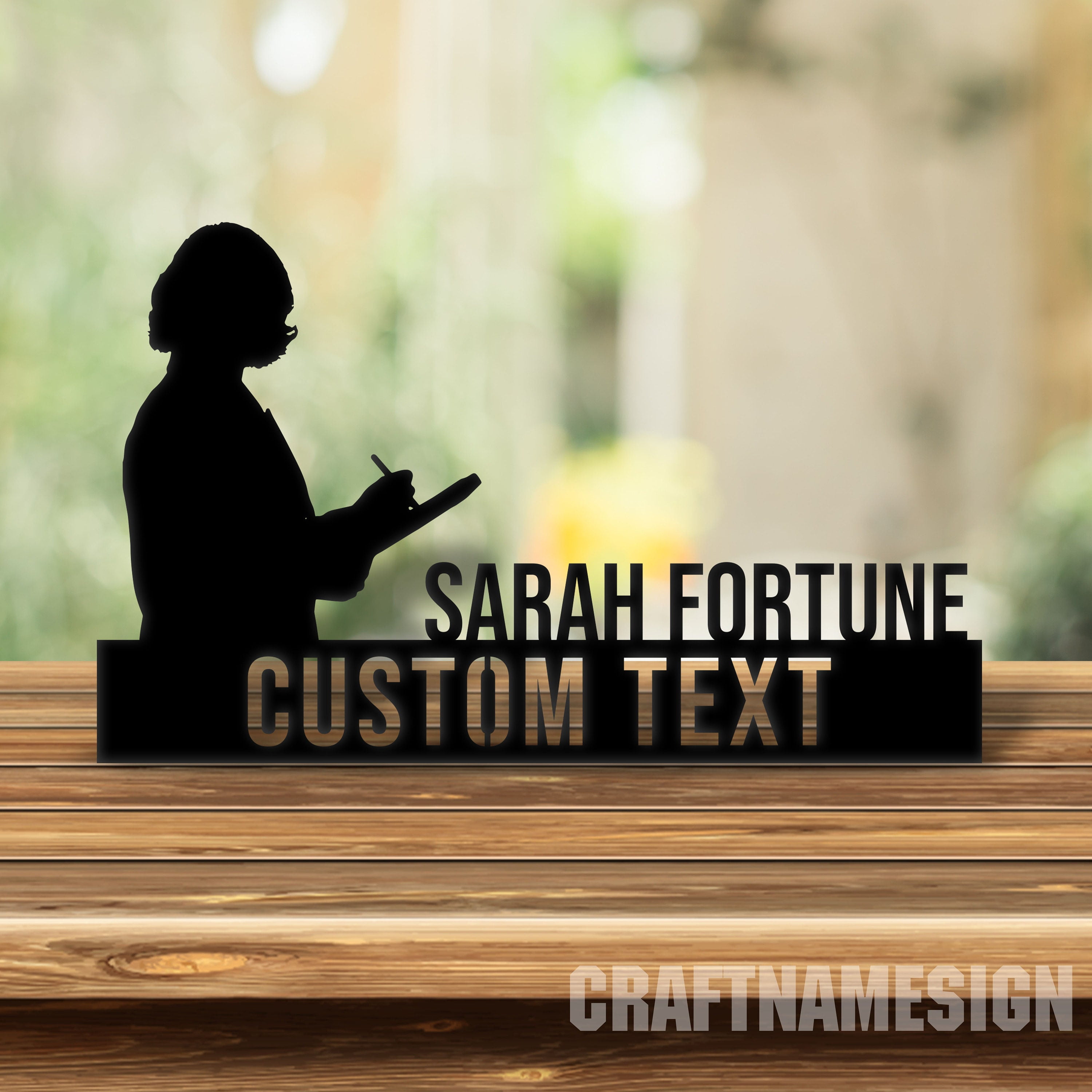 Craftnamesign Custom Teachers Wooden Desk Name Plate, Professors Metal ...