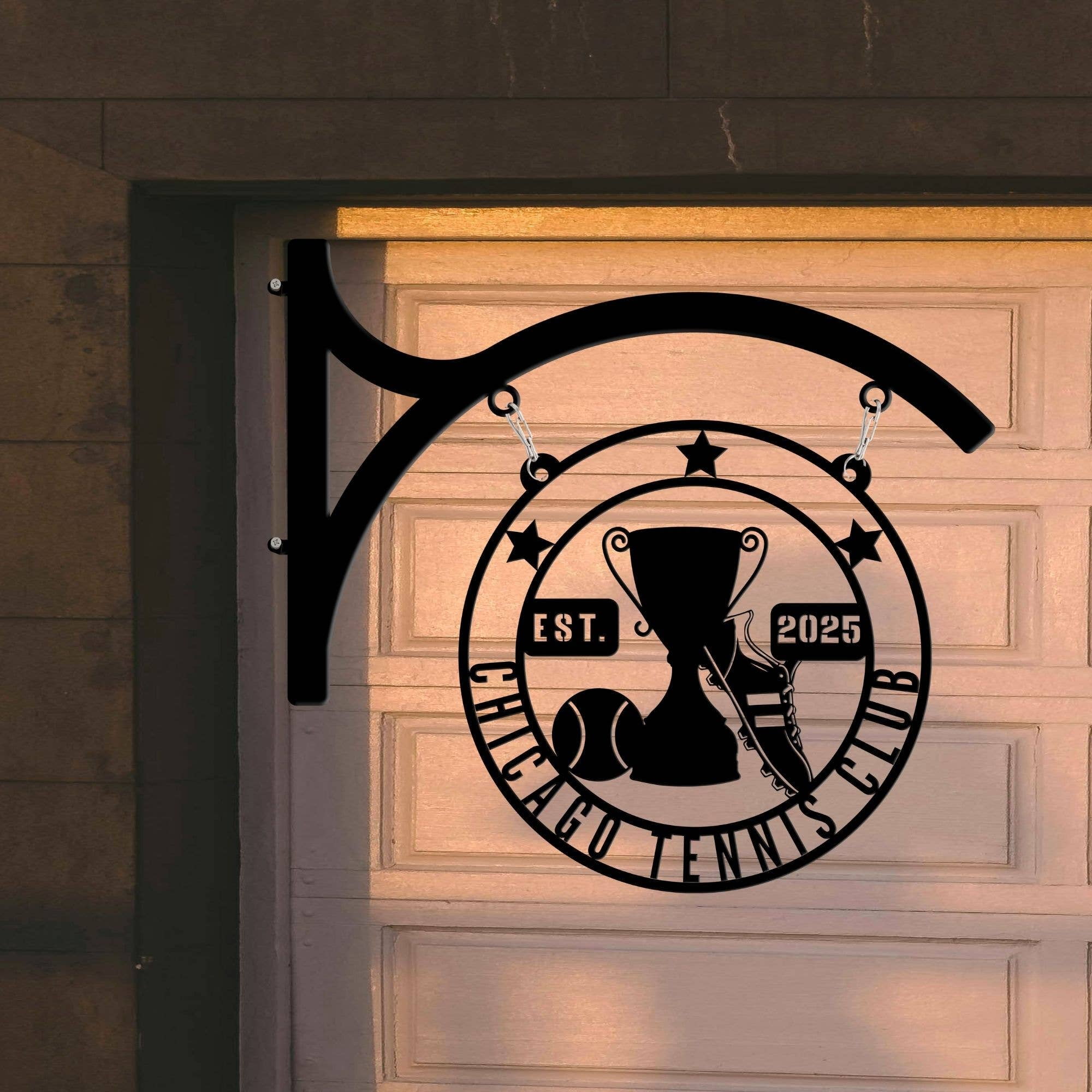 Craftnamesign Custom Tennis Club Metal Hanging Sign, Outdoor Hanging ...