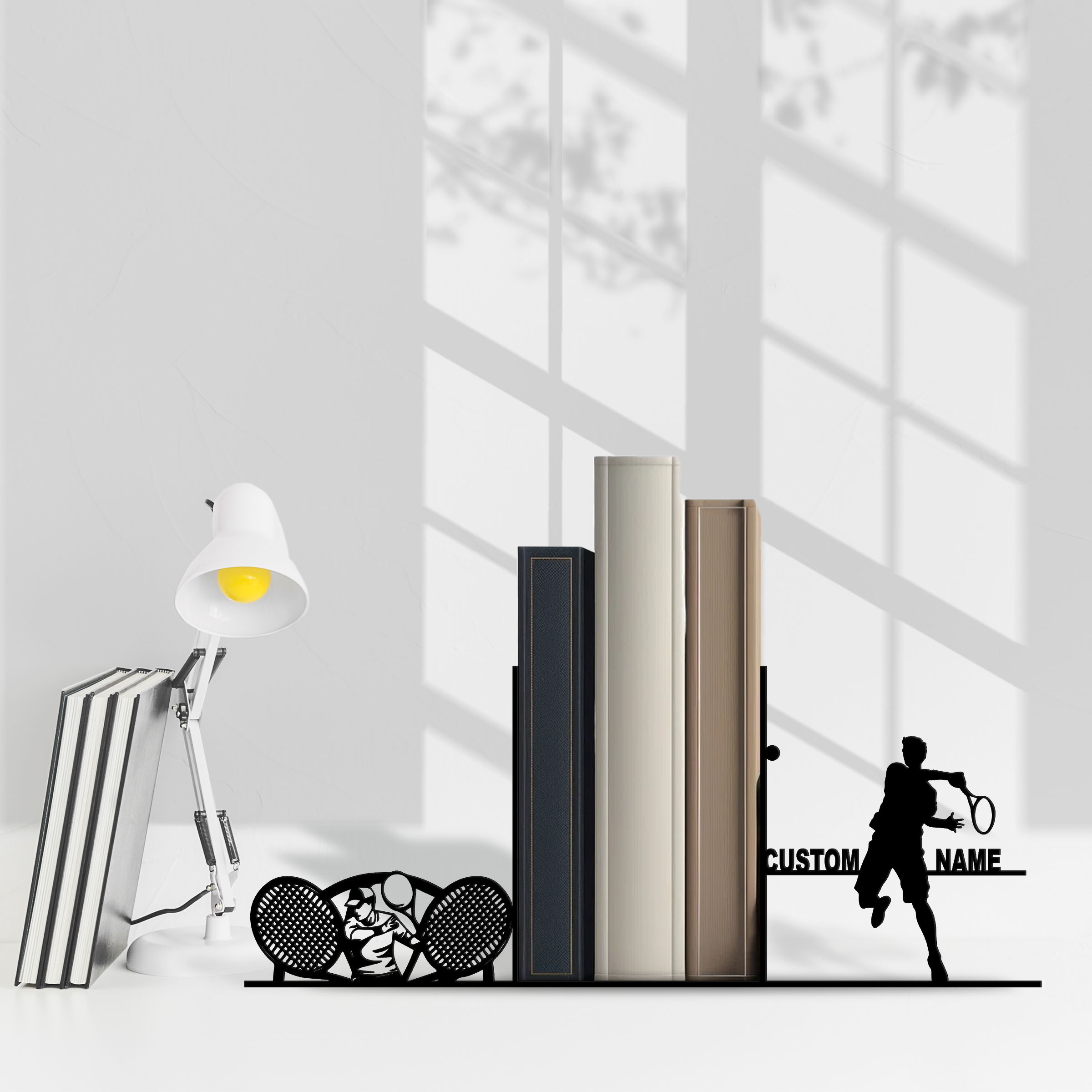 Craftnamesign Custom Tennis Player Metal Bookends, Sport Tennis Book ...