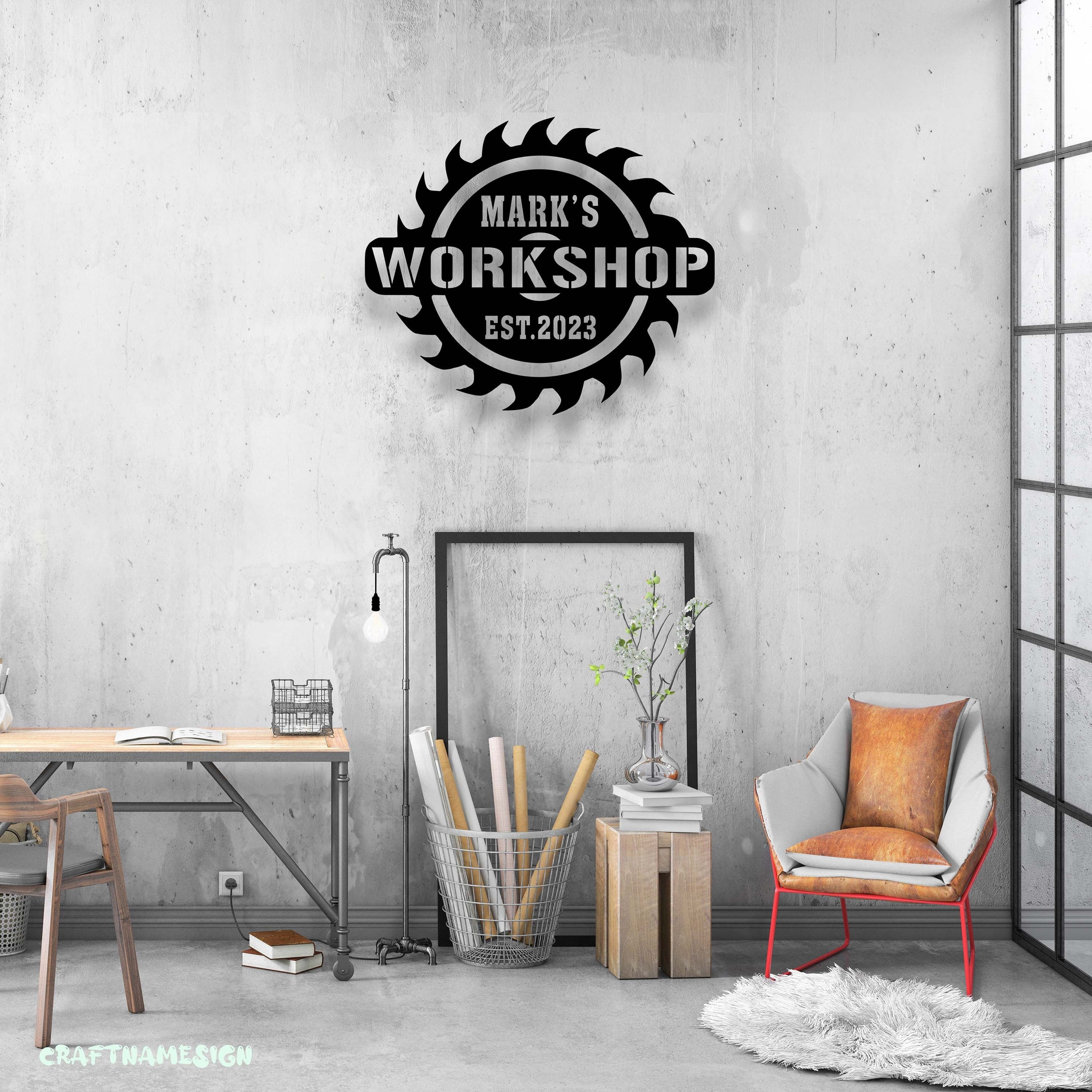 Craftnamesign Custom Woodworking Tool Metal Wall Art LED Light ...