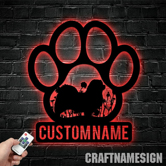 Craftnamesign Custom Tibetan Spaniel Dog Metal Sign LED Light, Dog ...