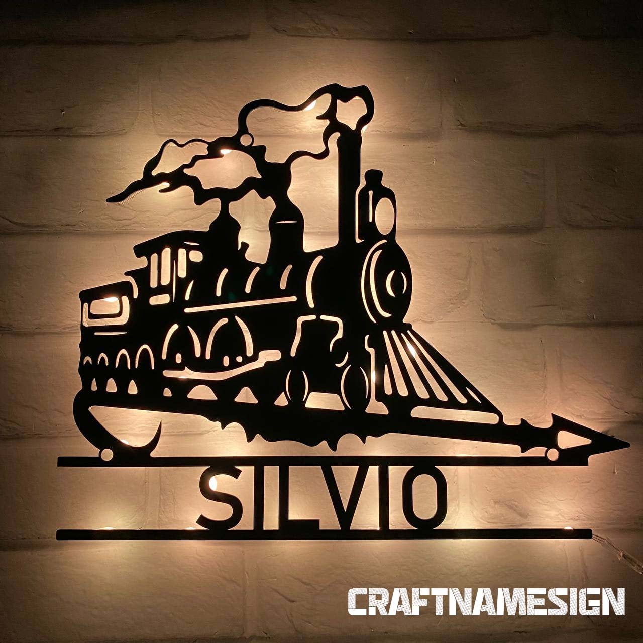 Craftnamesign Custom Train Locomotive Metal Wall Art LED Light, Train ...