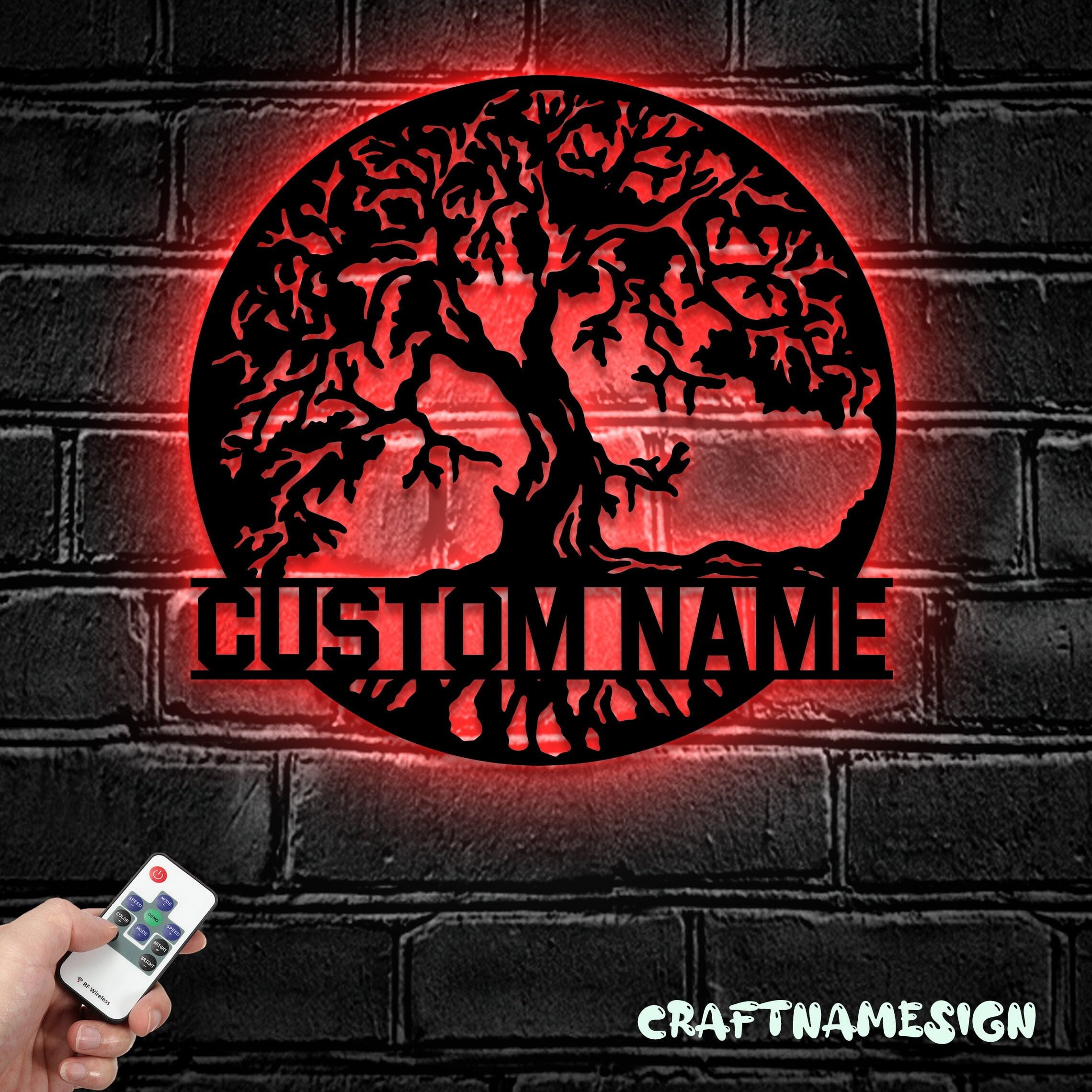 Craftnamesign Custom Tree Of Life Metal Wall Art with LED Light ...