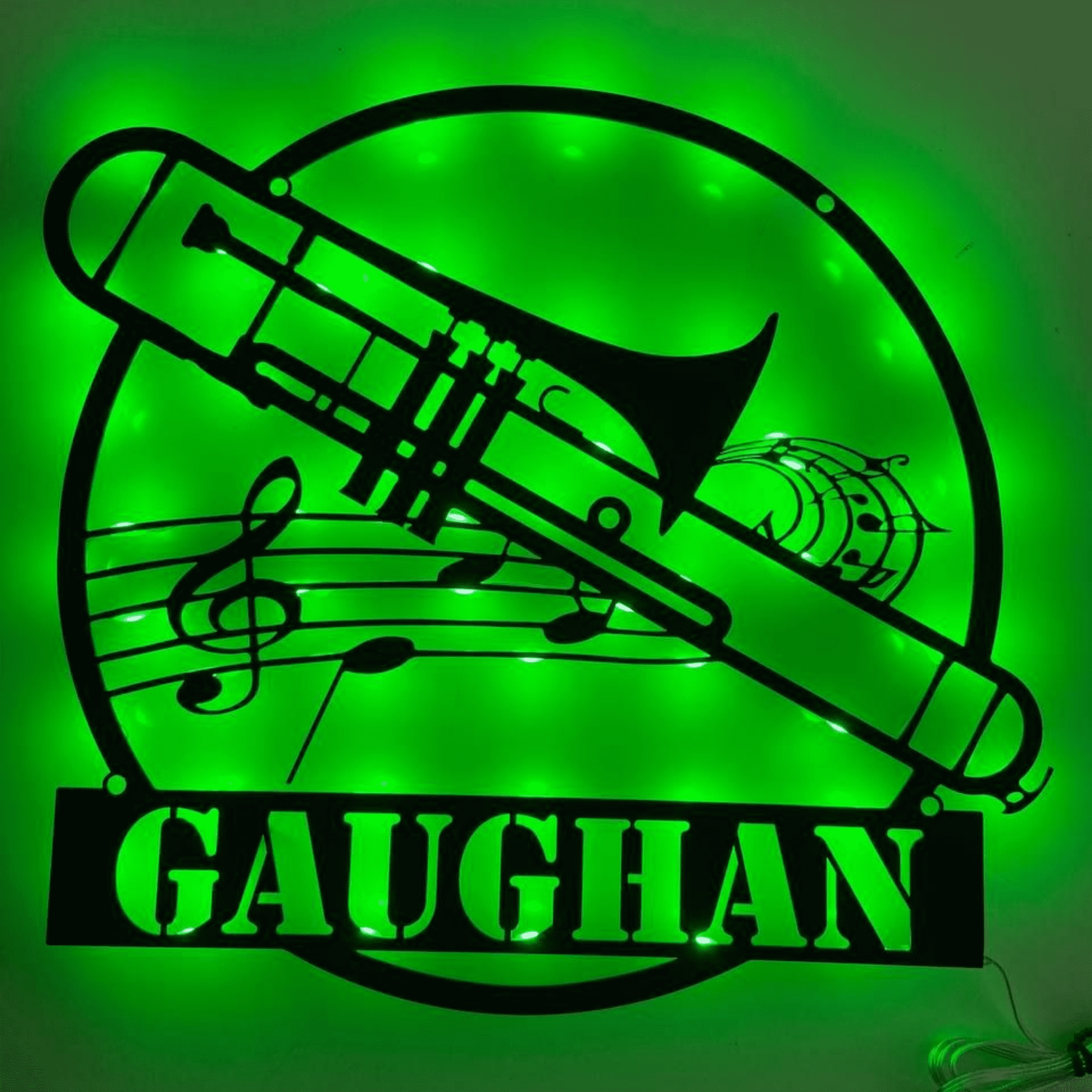 Craftnamesign Custom Trombone Metal Wall Art LED Light, Trombone Player ...