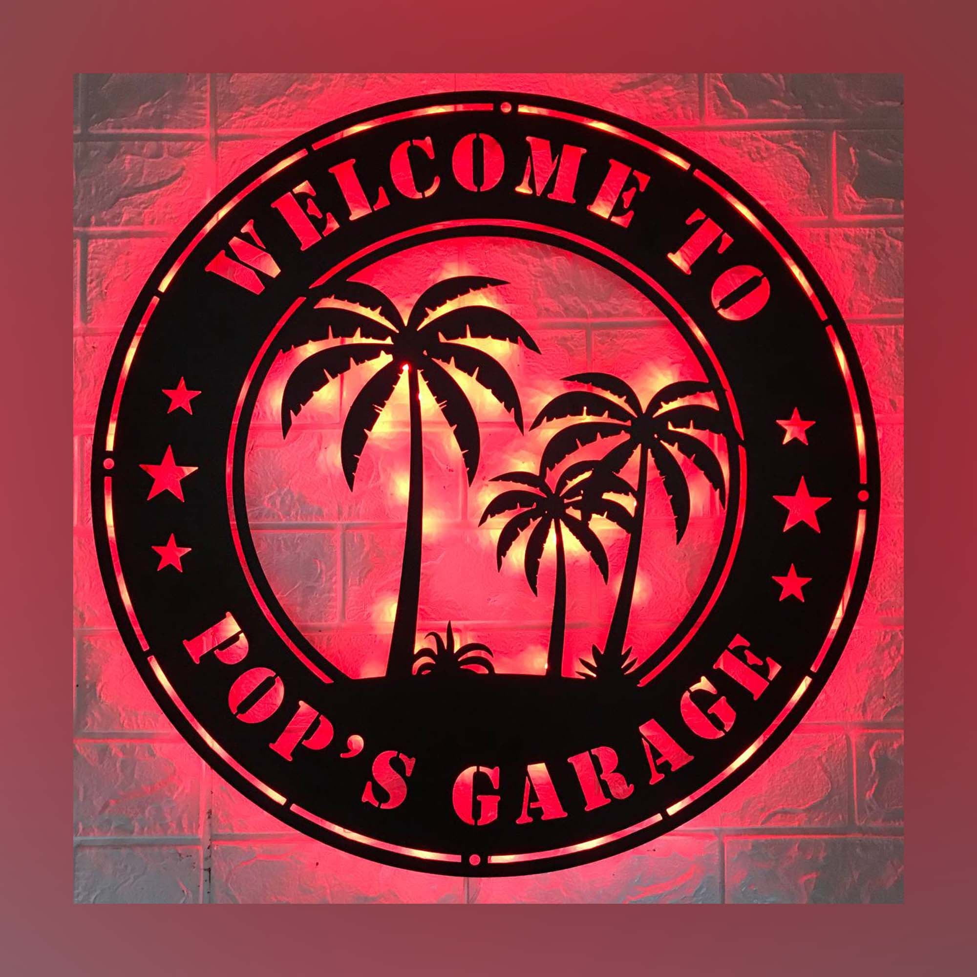 Craftnamesign Custom Tropical Patio Backyard Metal Wall Art LED Light ...