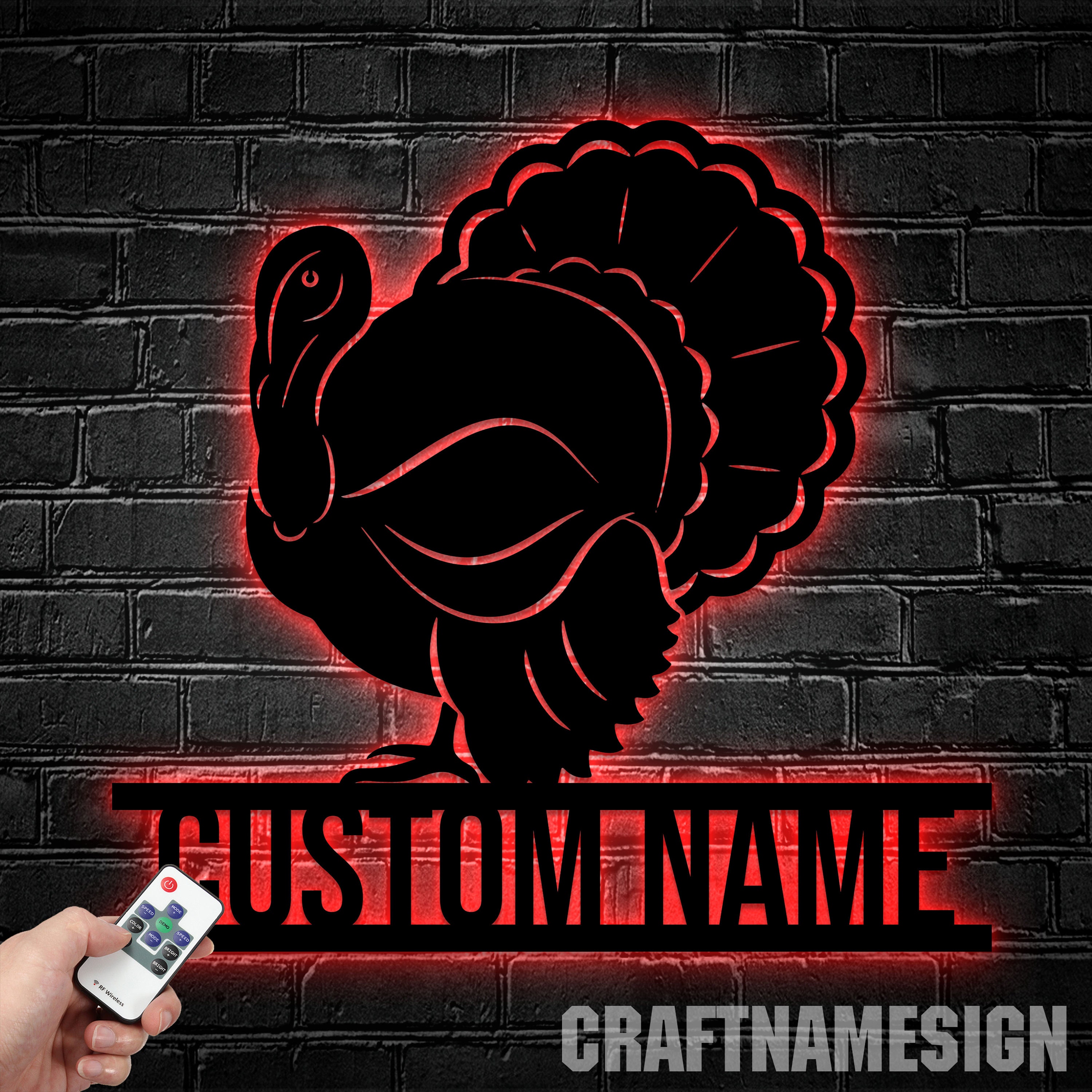 Craftnamesign Custom Turkey Thanksgiving Metal Wall Art Led Light ...