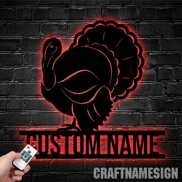 Craftnamesign Custom Turkey Thanksgiving Metal Wall Art Led Light ...