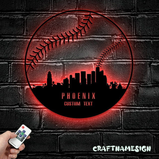 Craftnamesign Custom US City Skyline Baseball Metal Wall Art, Custom ...