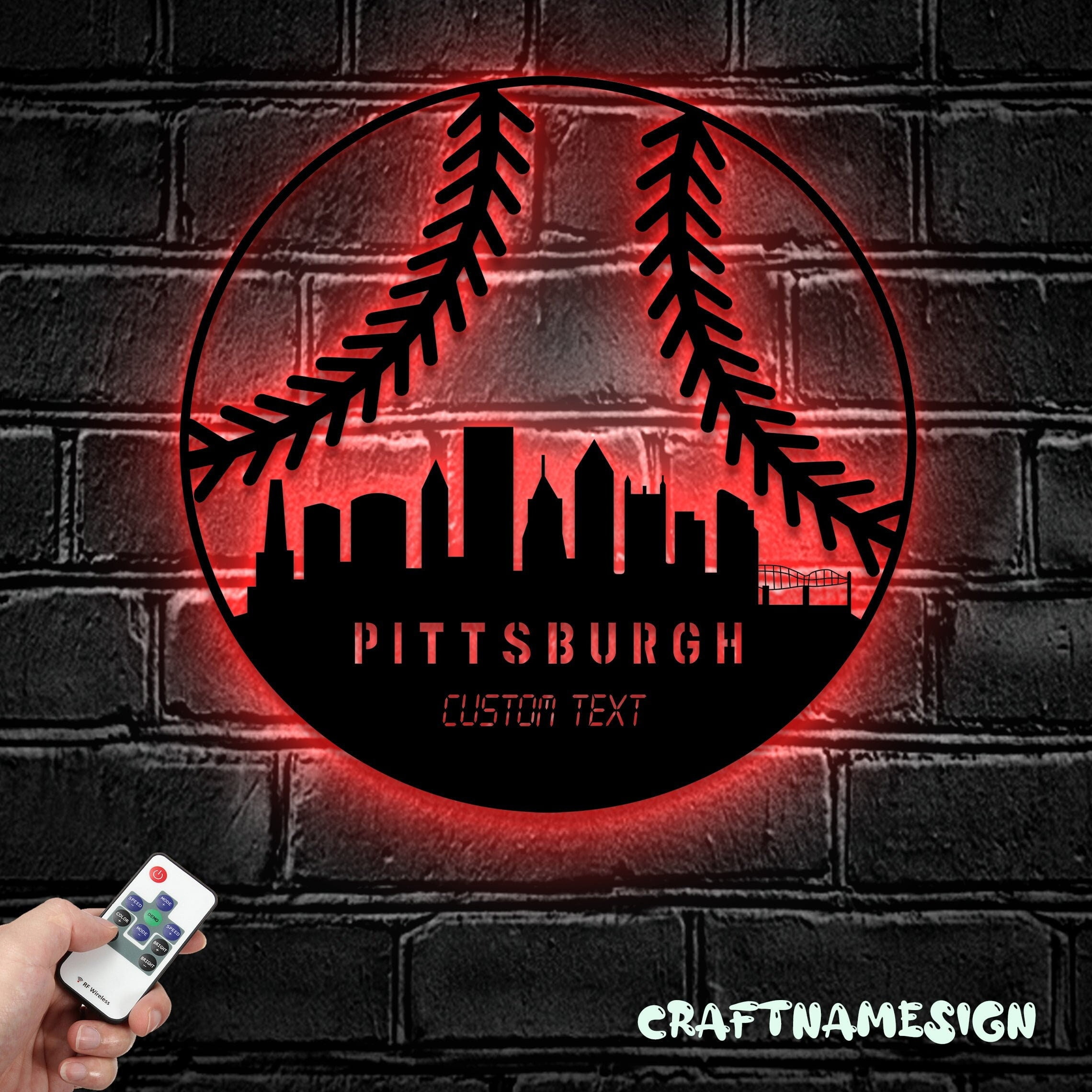 Craftnamesign Custom US City Skyline Baseball Metal Wall Art, Custom ...