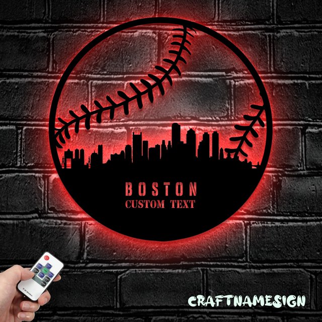 Craftnamesign Custom US City Skyline Baseball Metal Wall Art, Custom ...