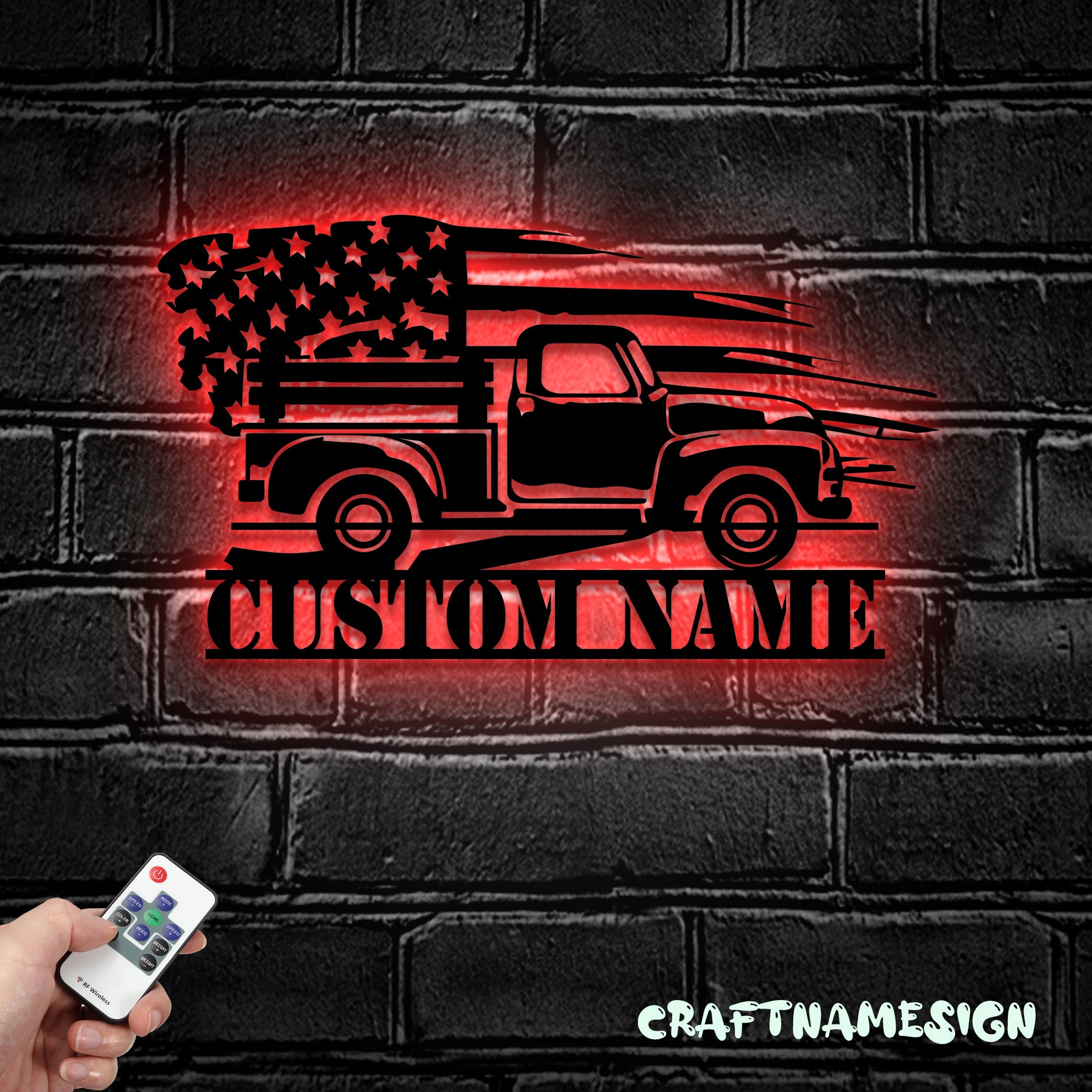 Craftnamesign Custom US Farm Truck Metal Wall Art LED Light ...