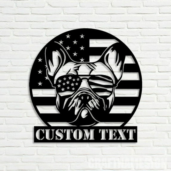 Craftnamesign Custom US Flag BullDog Metal Wall Art LED Light, BullDog ...