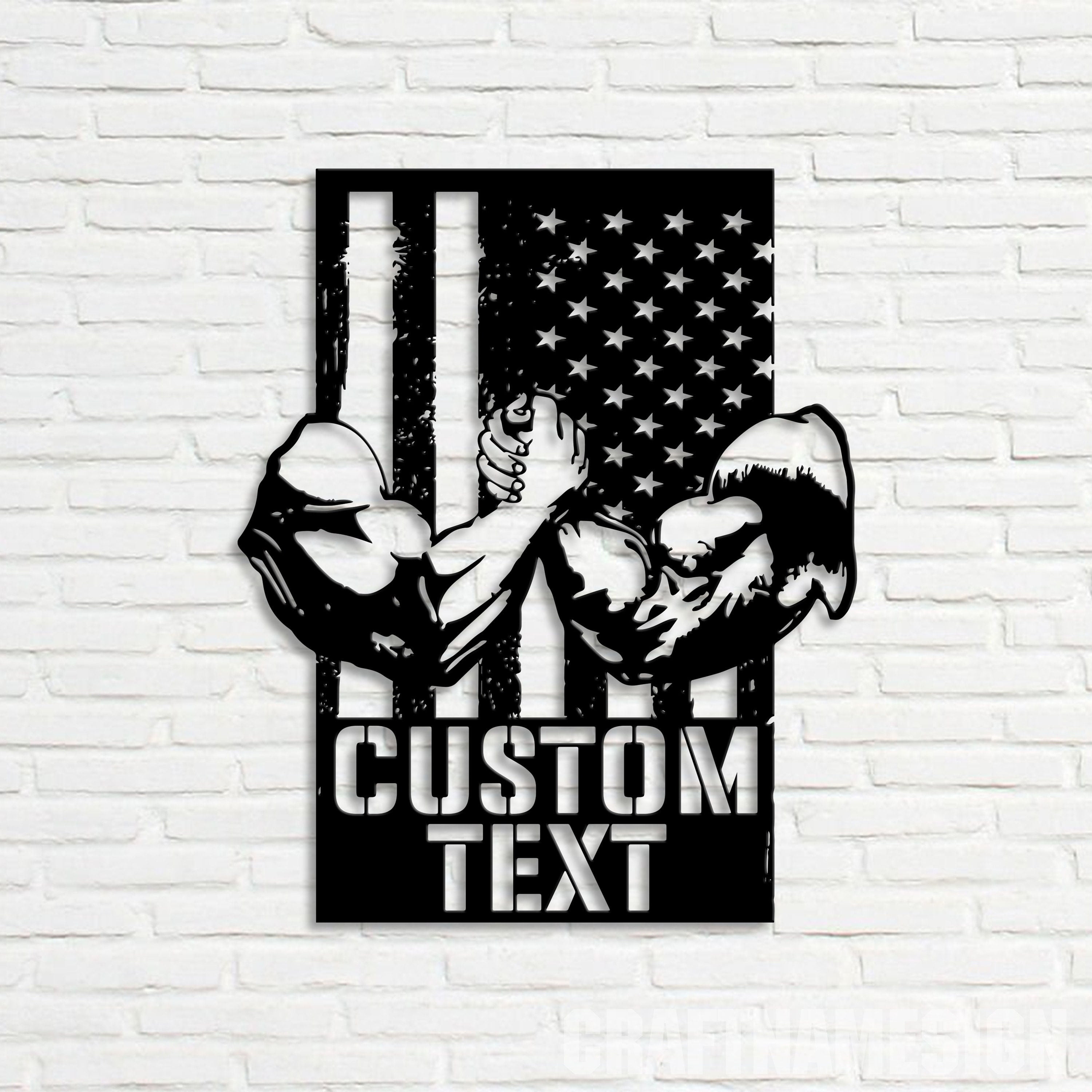 Craftnamesign Custom US Flag Wrestler Metal Wall Art LED Light, Custom ...